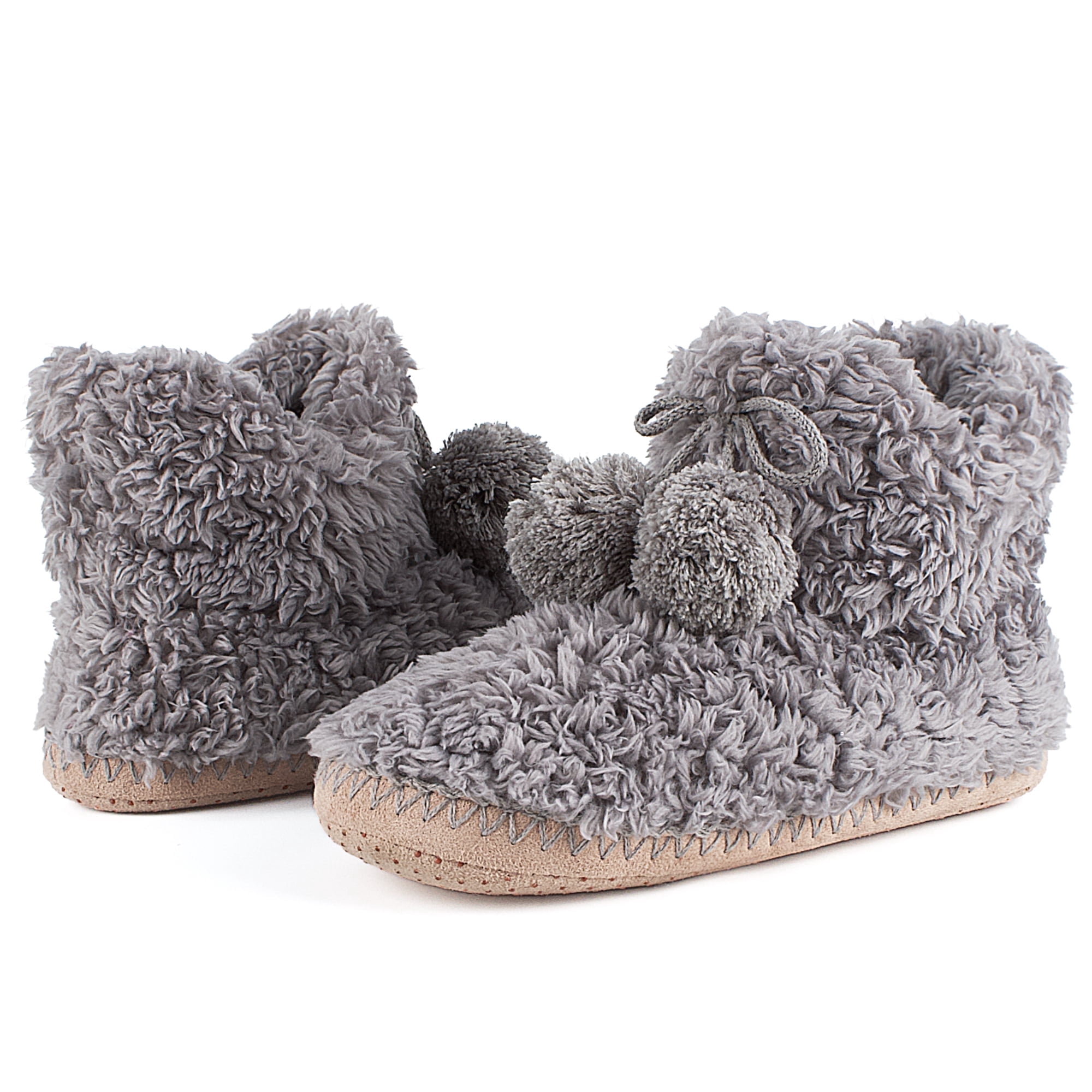 cosyone1997 Women's Fluffy Cute Bootie Slippers with Pompoms, Winter ...