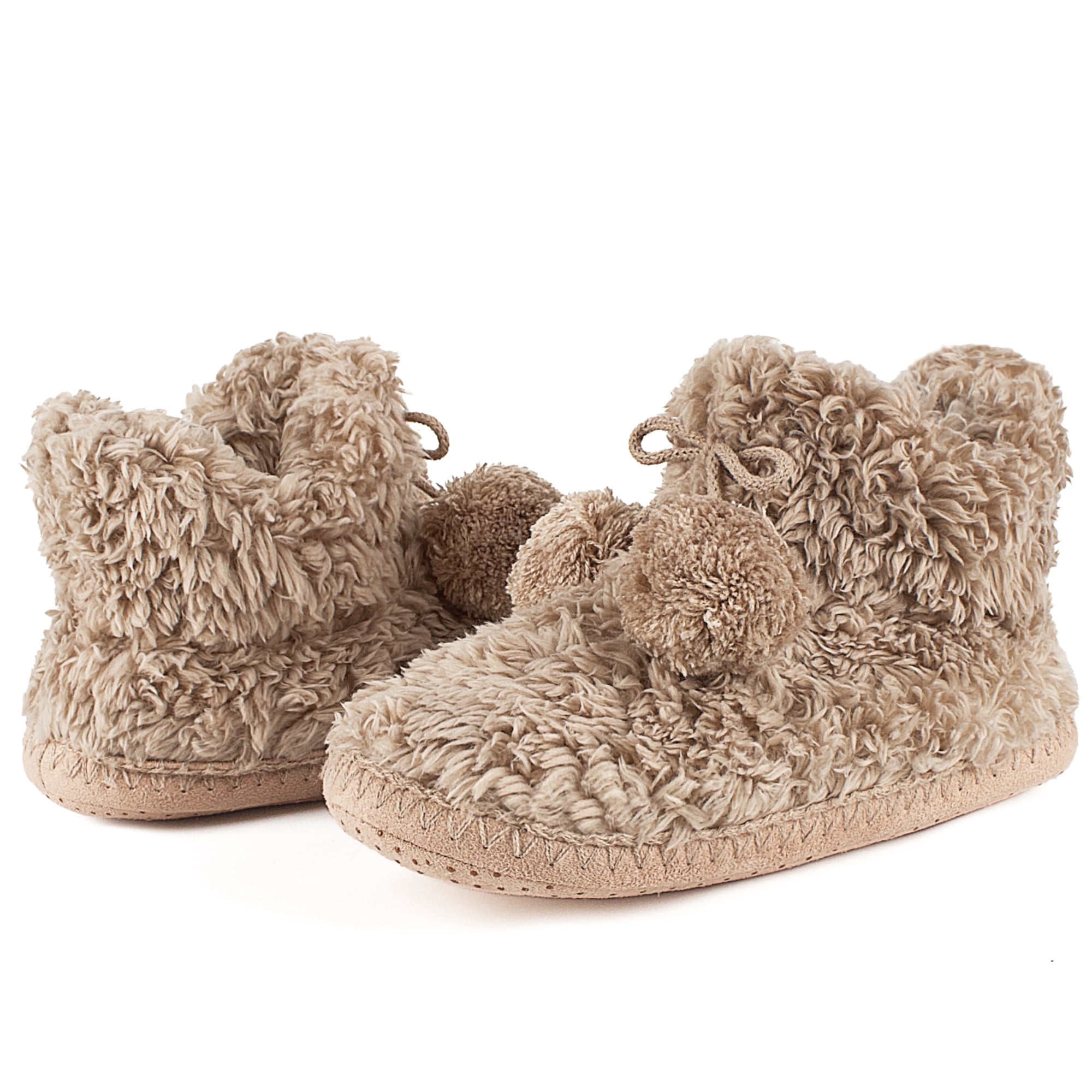 cosyone1997 Women's Fluffy Bootie Slippers with Pompoms, Winter House ...