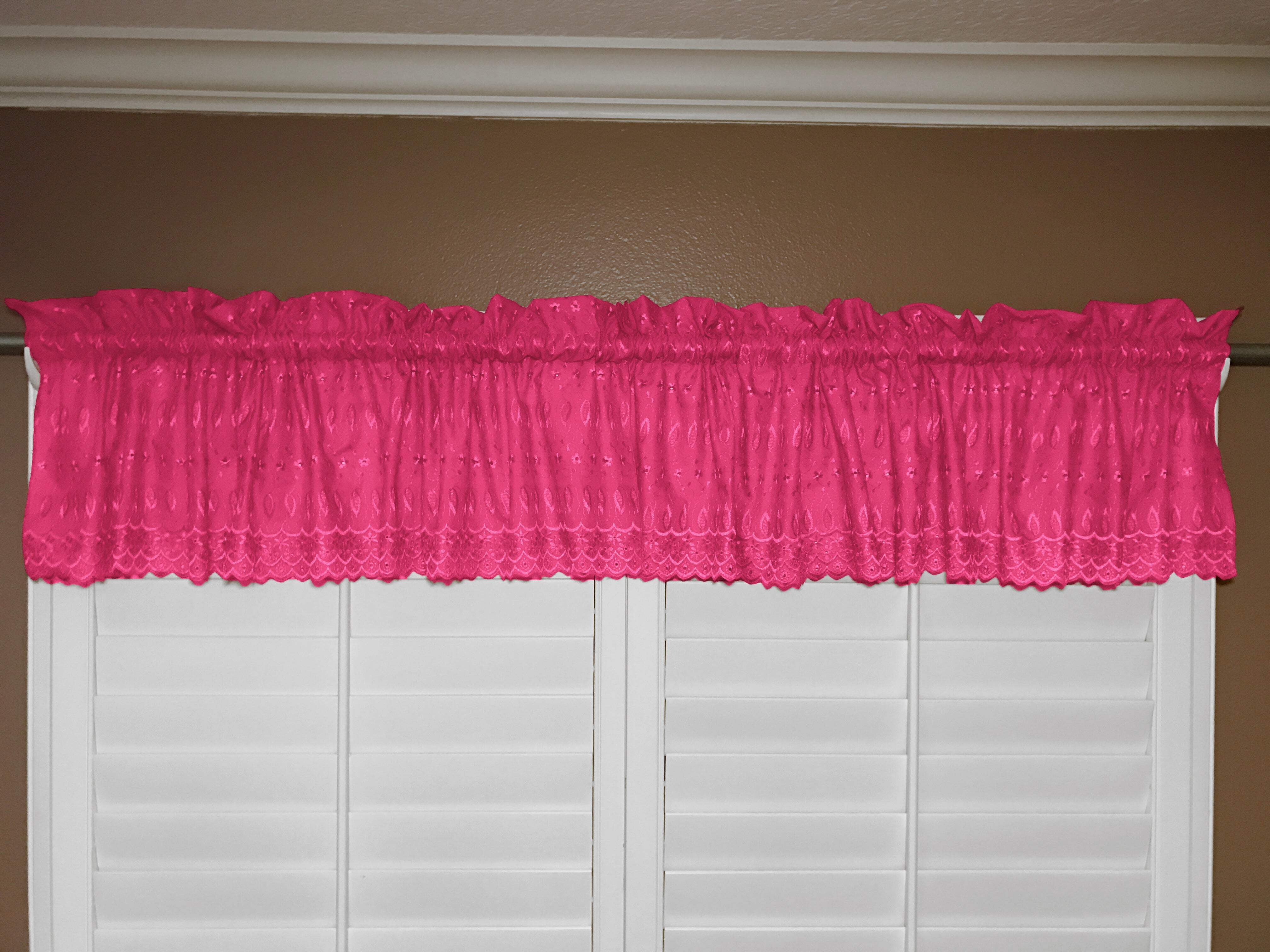 cotton eyelet window valance 58 wide fuchsia - Walmart.com
