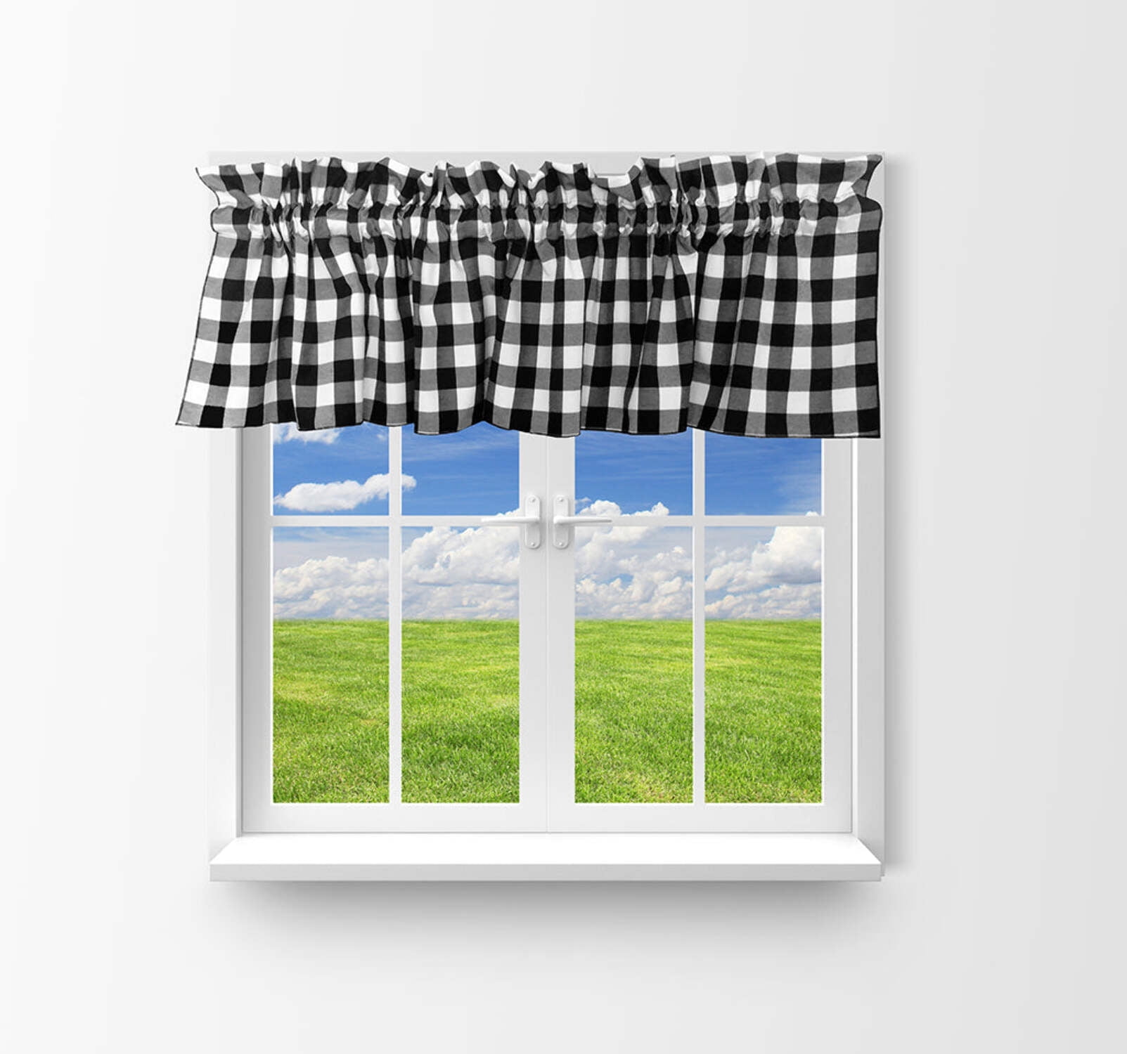 Cotton Gingham Checkered Window Valance 58" Wide Black - Walmart.com