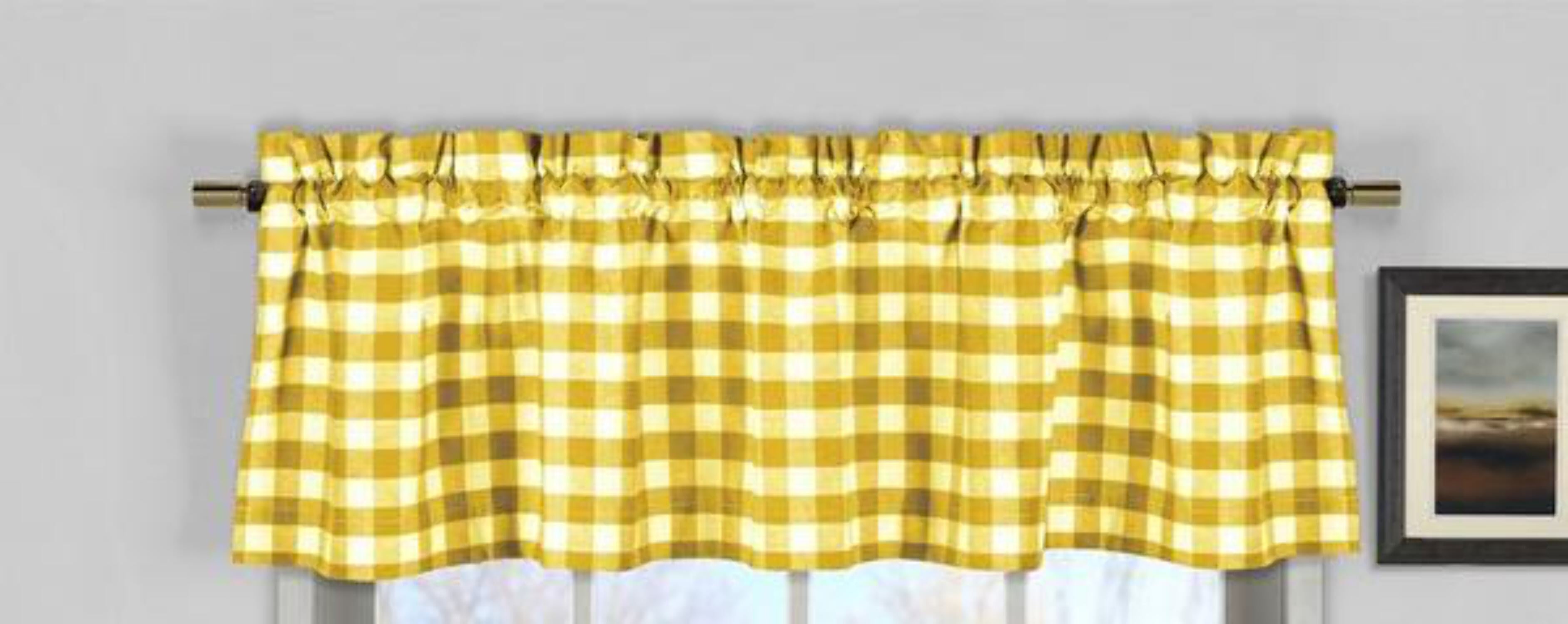 cotton gingham checkered window valance 58 wide yellow - Walmart.com