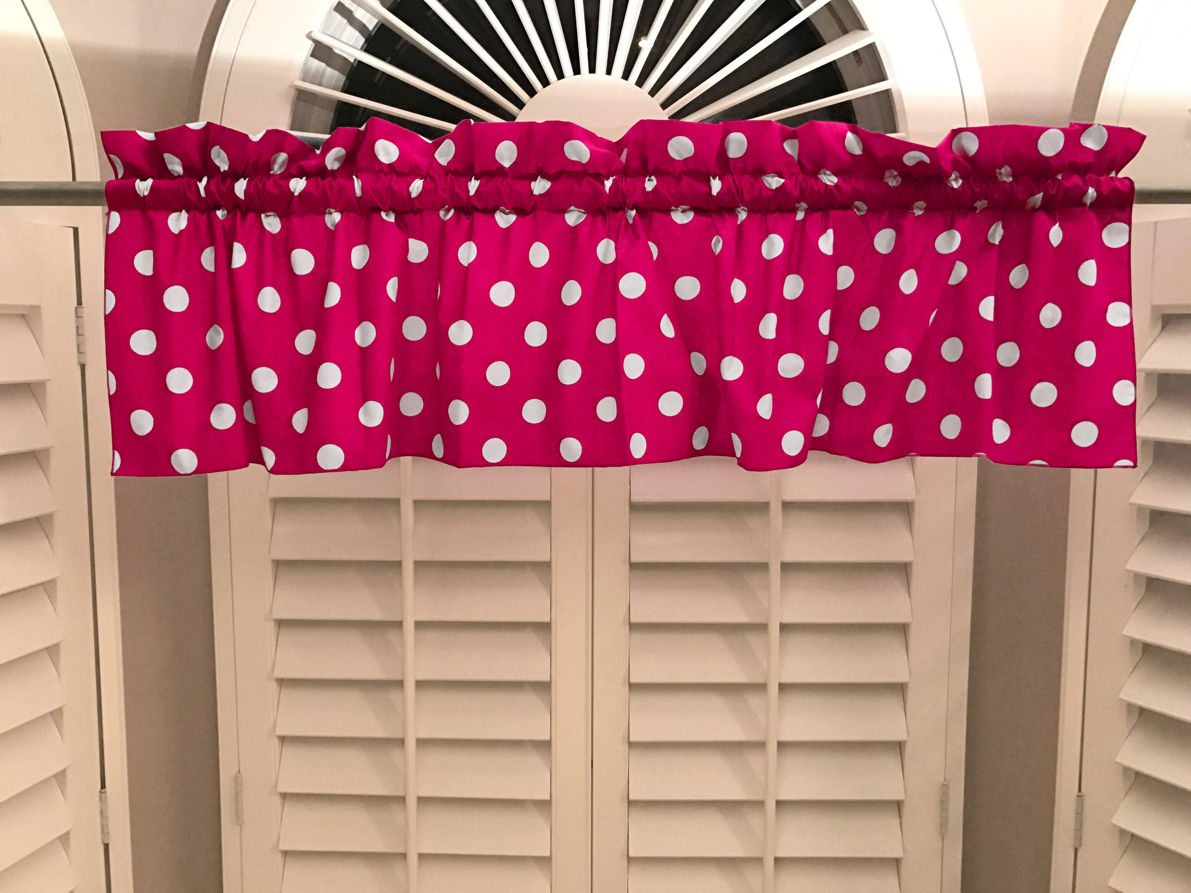 cotton polka dots window valance 58 wide white on fuchsia - Walmart ...