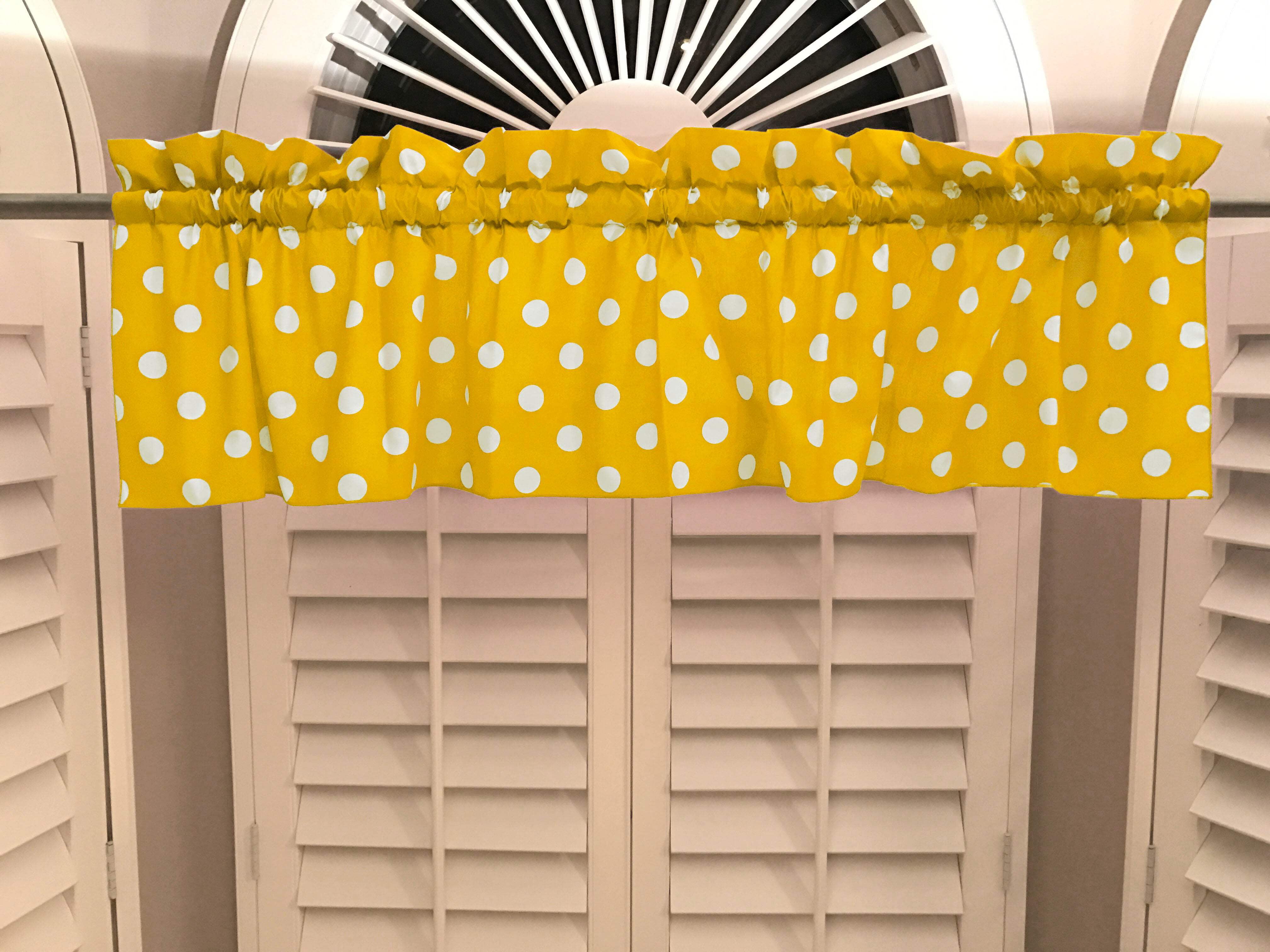 cotton polka dots window valance 58 wide white on yellow - Walmart ...