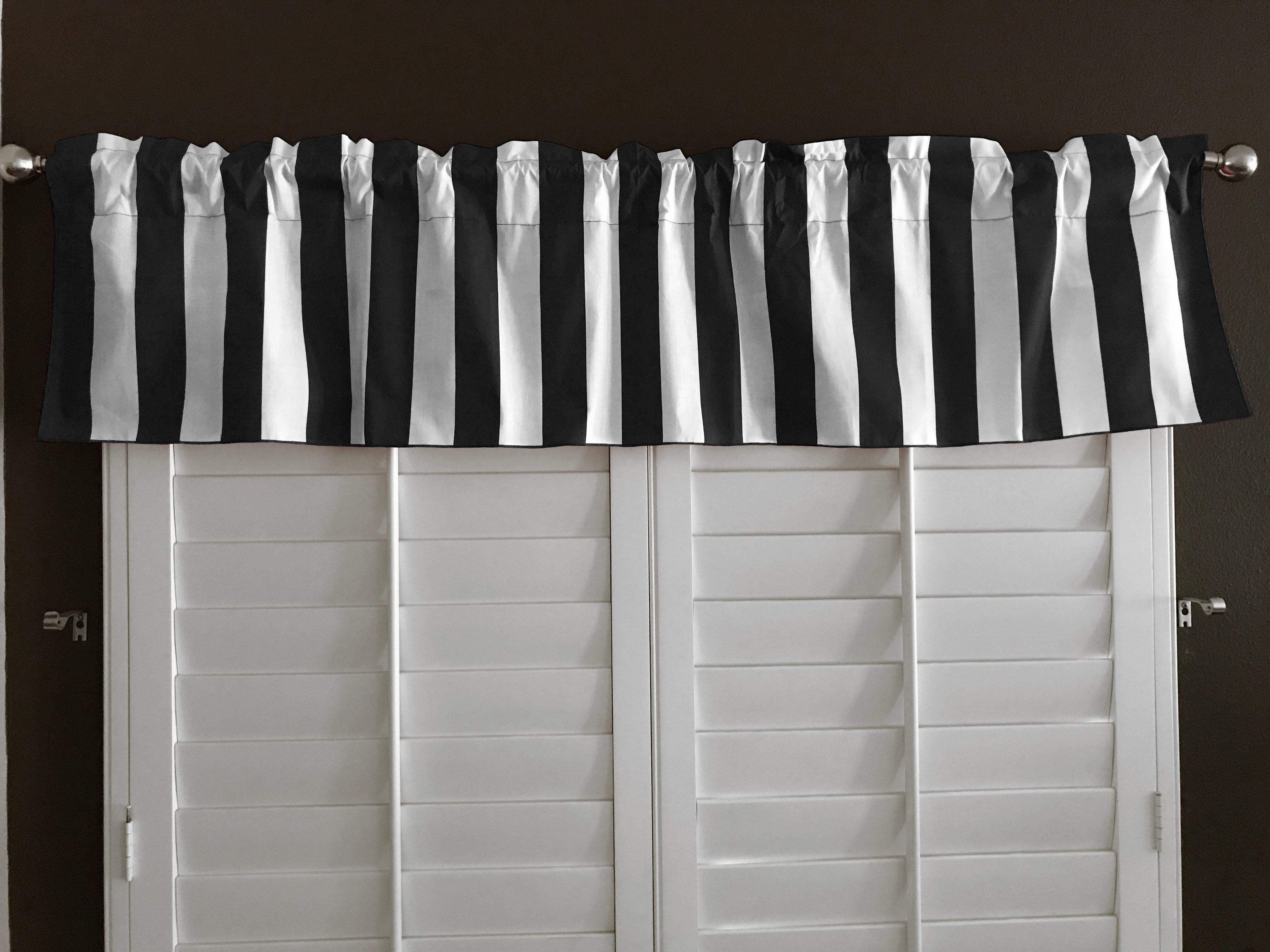Cotton Stripe Window Valance 58" Wide 2 Inch Stripe Black and White ...