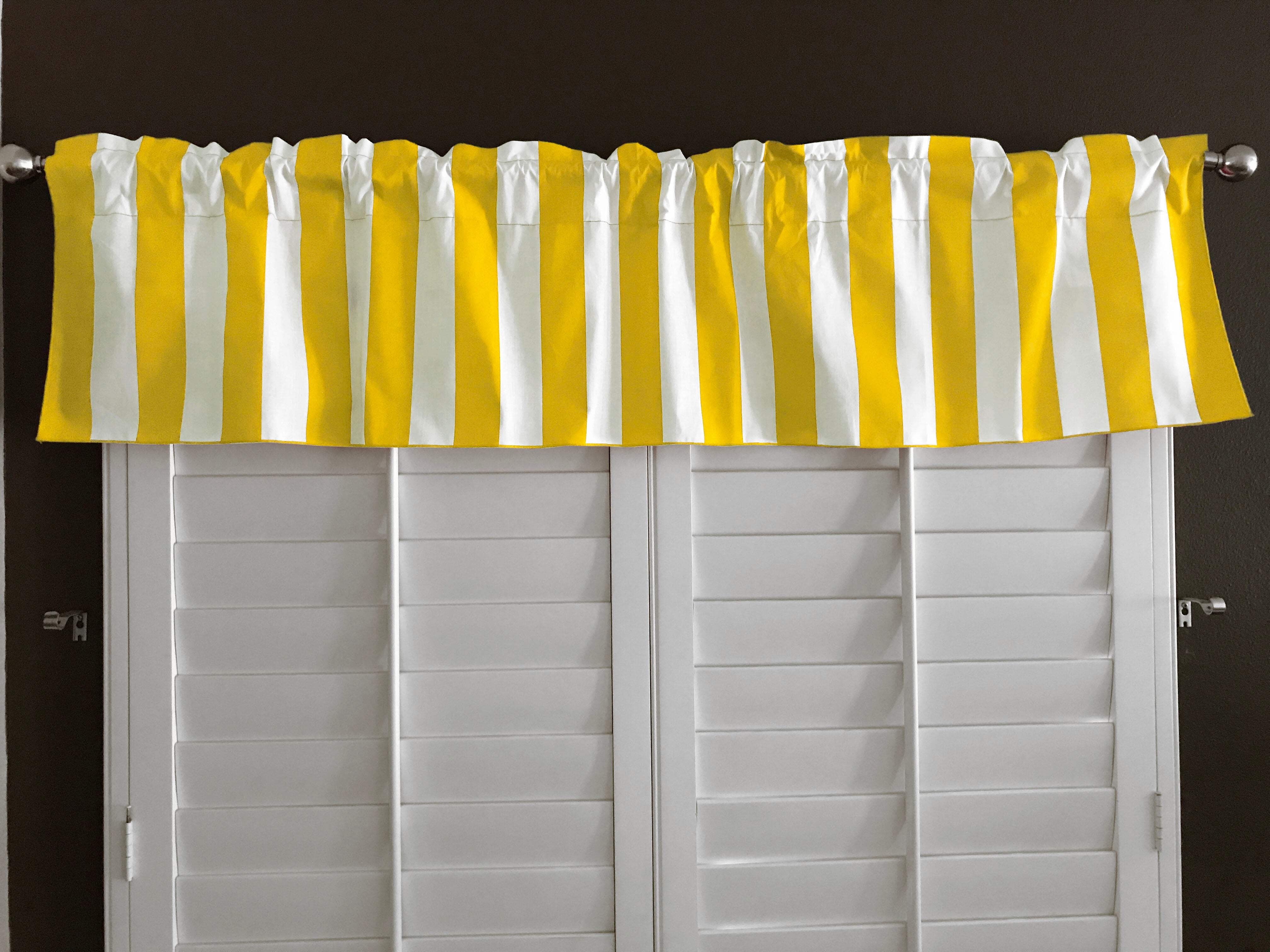 Cotton Window Valance Stripe Print 58 Inch Wide / 2 Inch Stripe Yellow ...