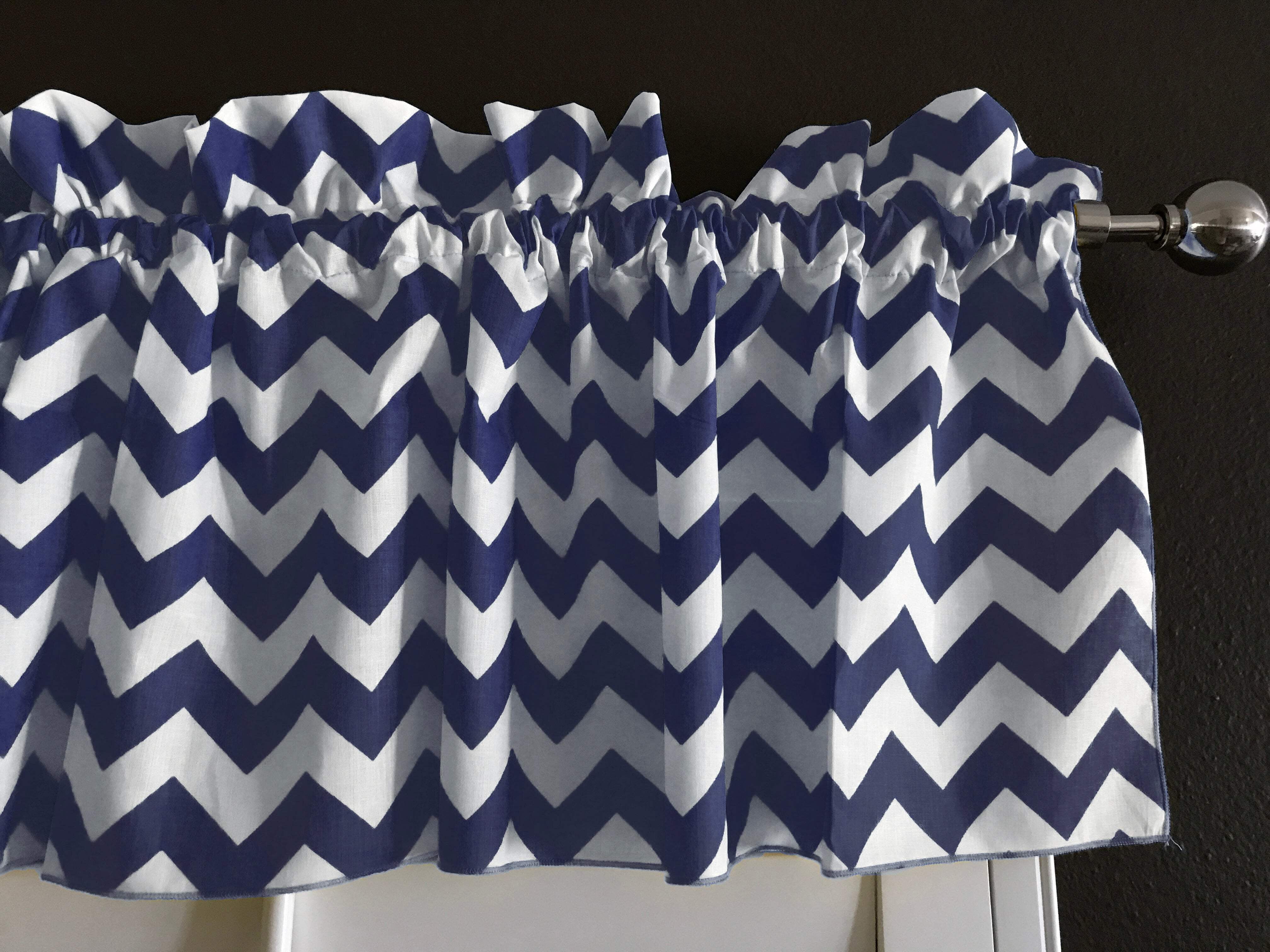 cotton zig zag chevron window valance 58 wide navy - Walmart.com