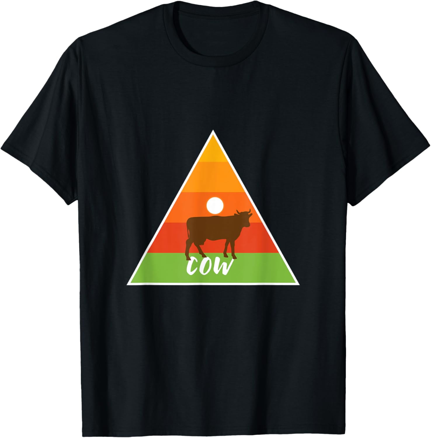 cow Animal Triangle Nature with Sun T-Shirt - Walmart.com