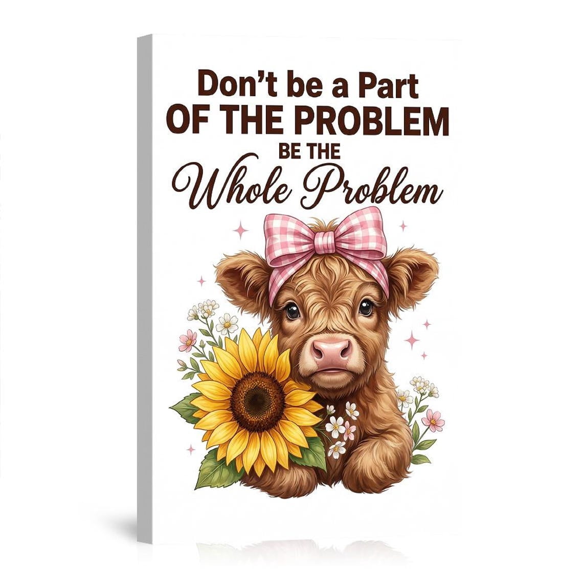 cow Sunflower Cute Quote For Bedroom Dorm Home Canvas - Walmart.com
