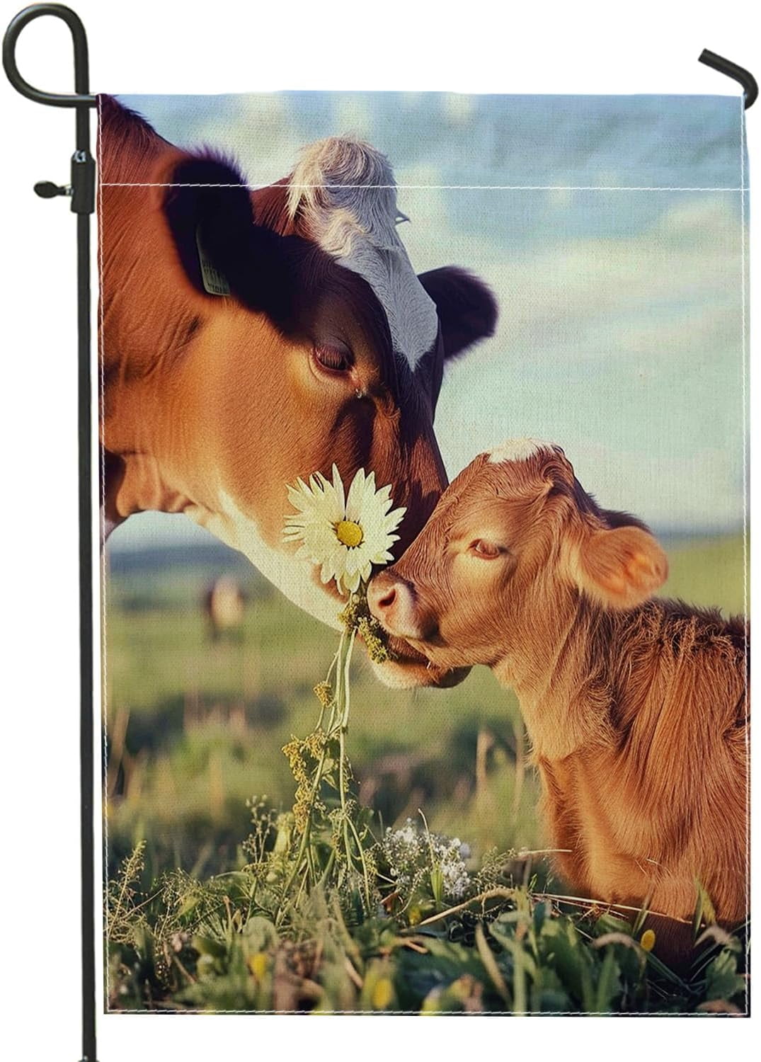 cow garden flag wildlife animal nature scene farmhouse realistic blue ...
