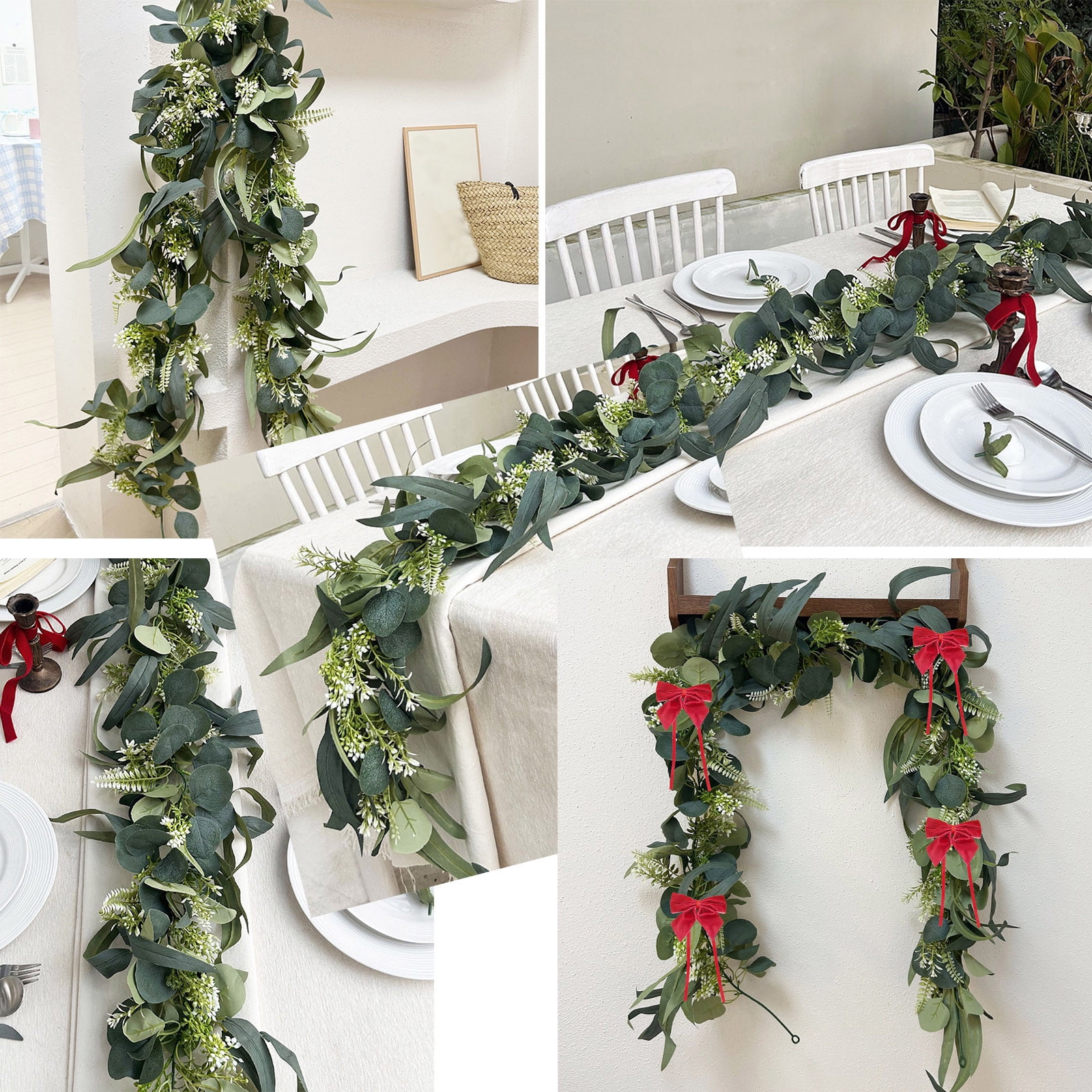 cpengpj 1.8m Artificial Eucalyptus Leaves Vine Green Plastic Hanging ...