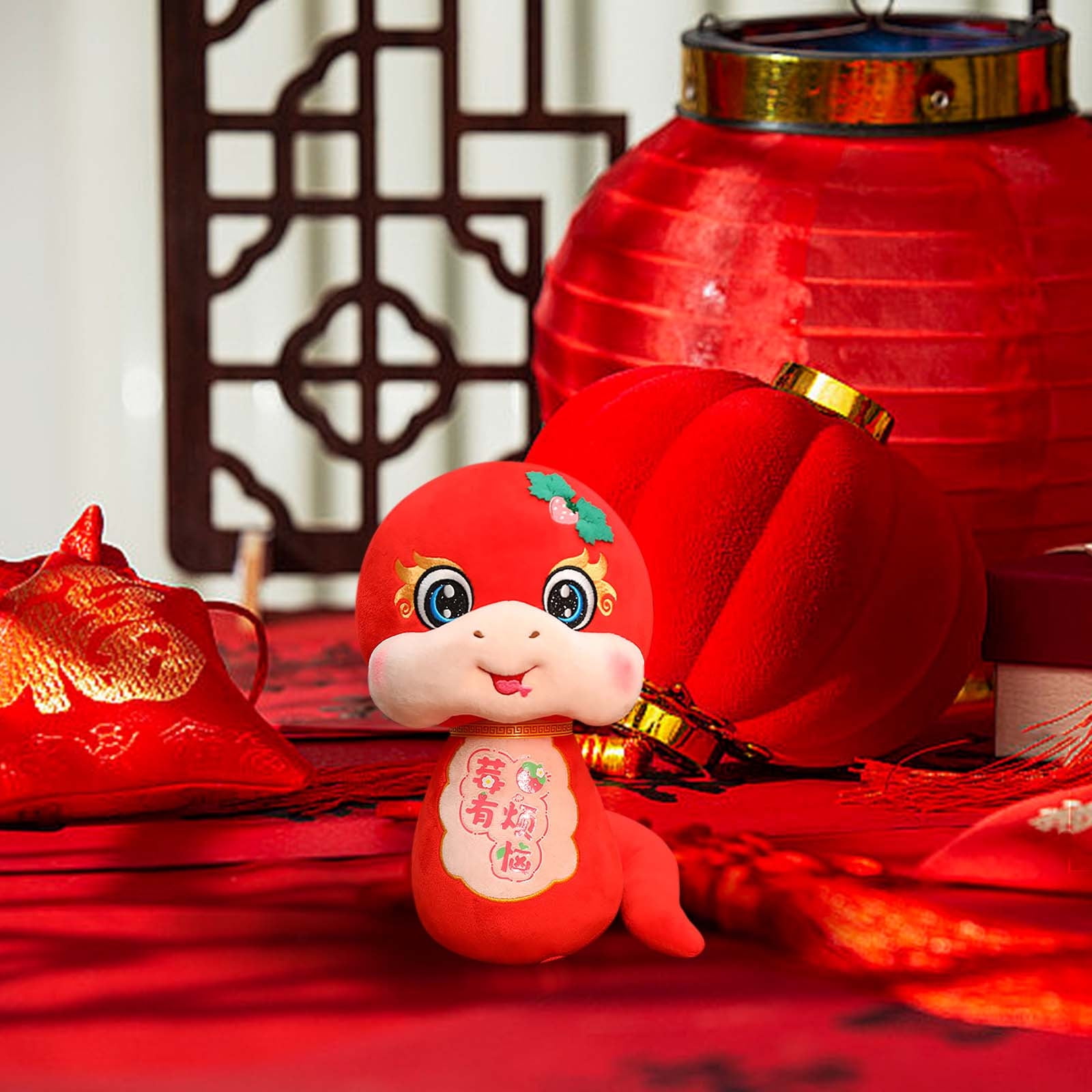 cpengpj 2025 Red Snake Year Plush Doll, Fortune Snake Toy Gift for ...