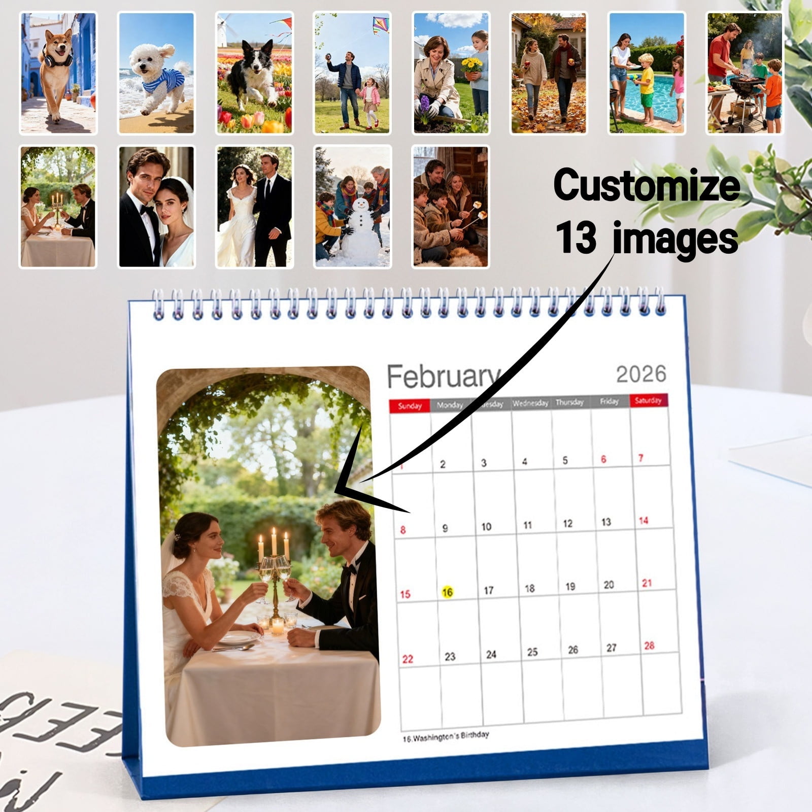 cpengpj 2026 Personalized Photo Desk Calendar, Custom 13 Images, 2 ...