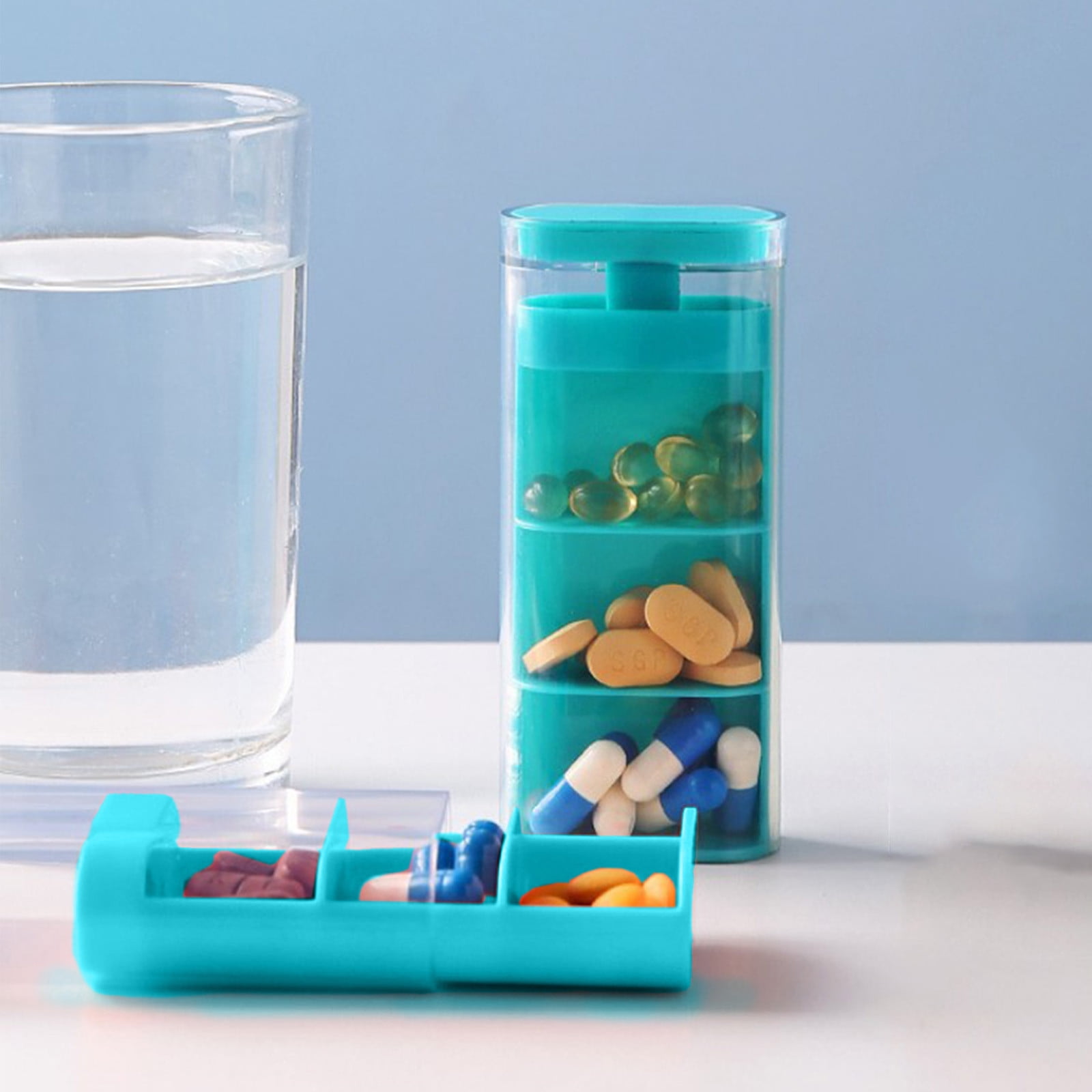 cpengpj 3 Compartment Portable Pill Organizer with Slide-Out Design ...