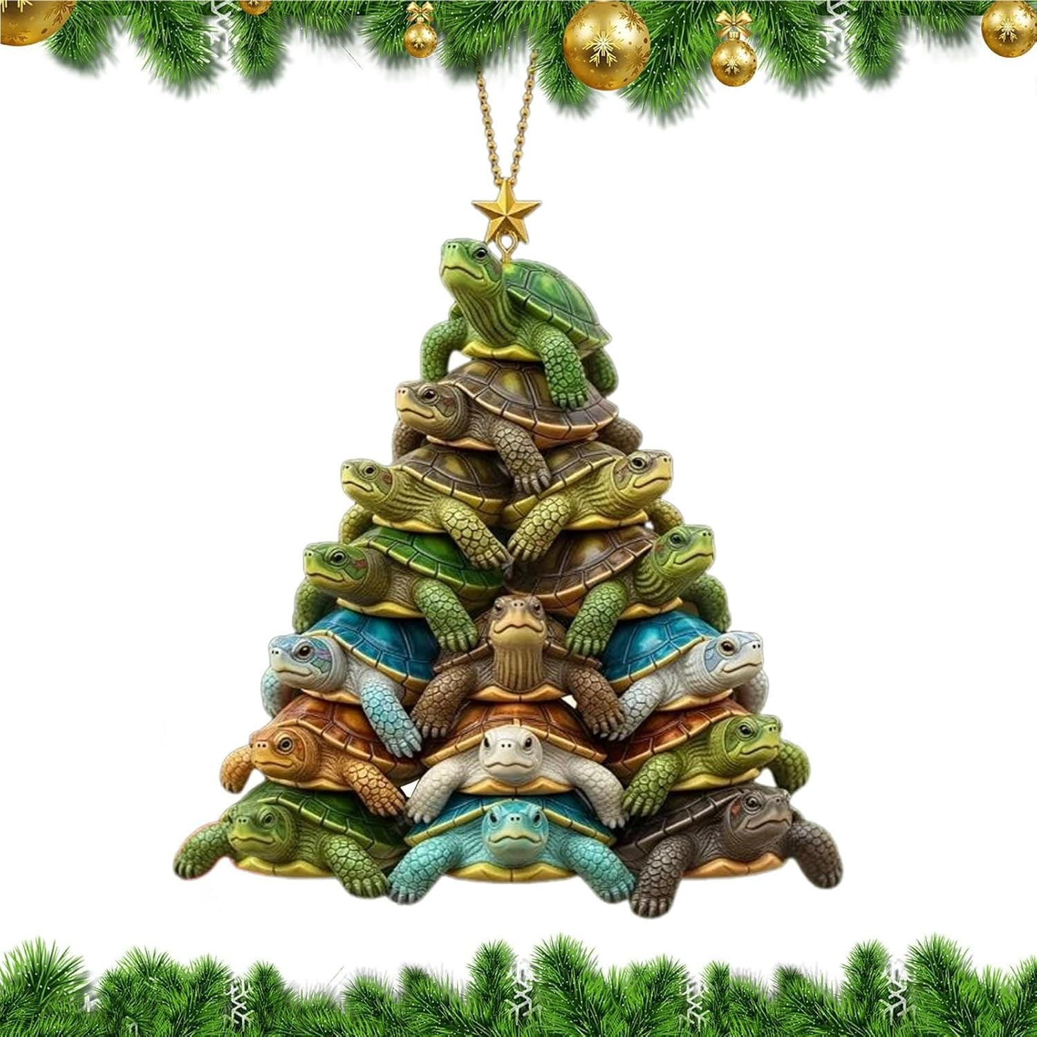 cpengpj Acrylic Sea Turtle Christmas Ornament, Hangable Holiday ...
