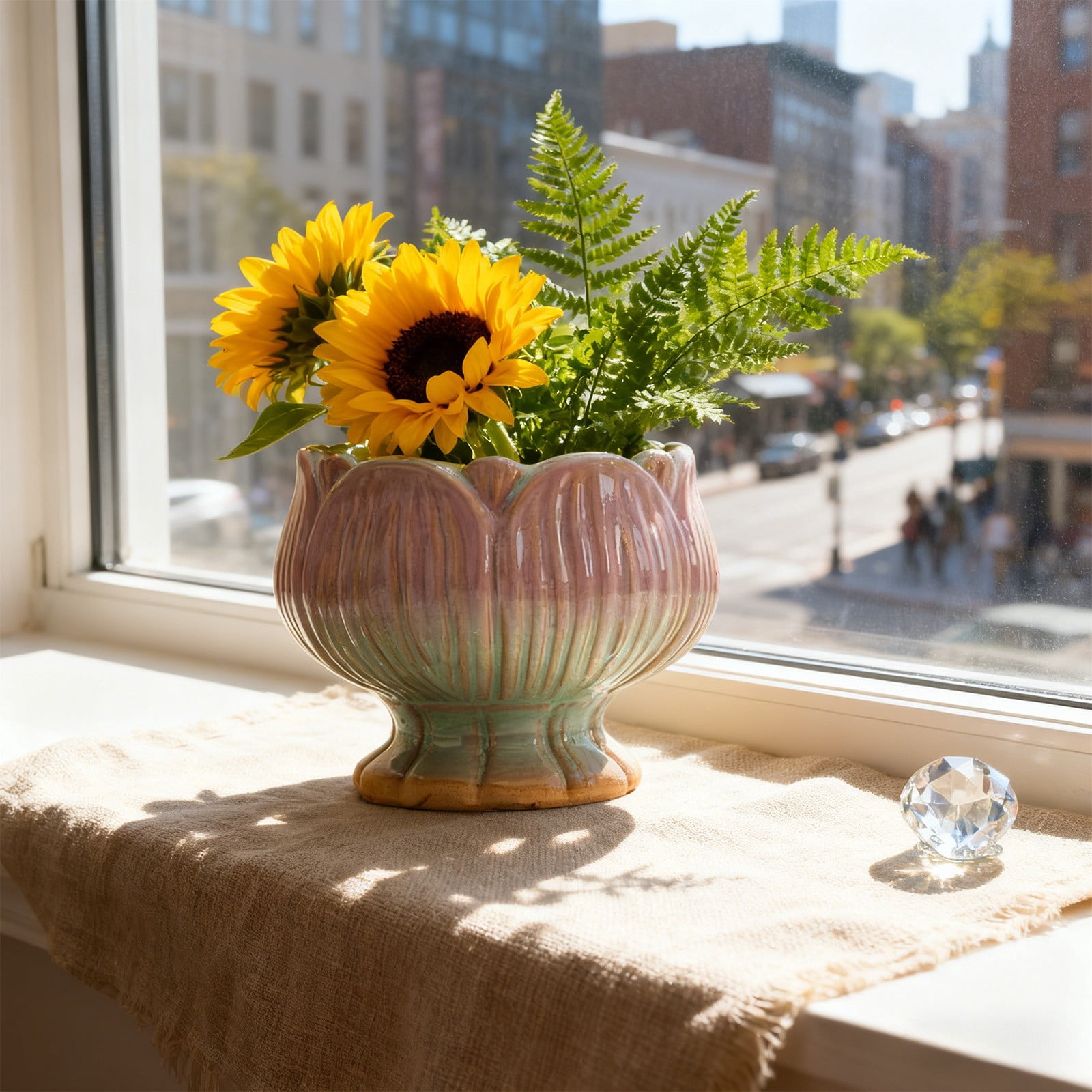 cpengpj Artistics Gradient Petal Ceramic Flower Pot, Breathable ...