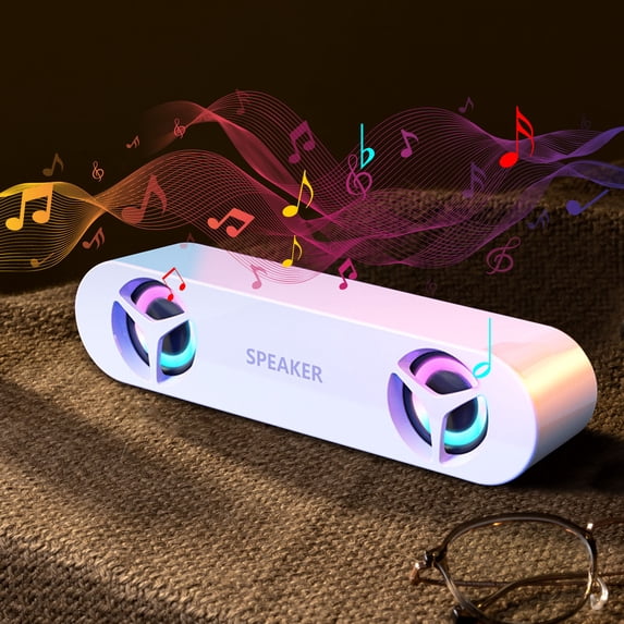 cpengpj Bluetooth Desktop Speaker with Twin 3W Drivers, RGB Breathing ...