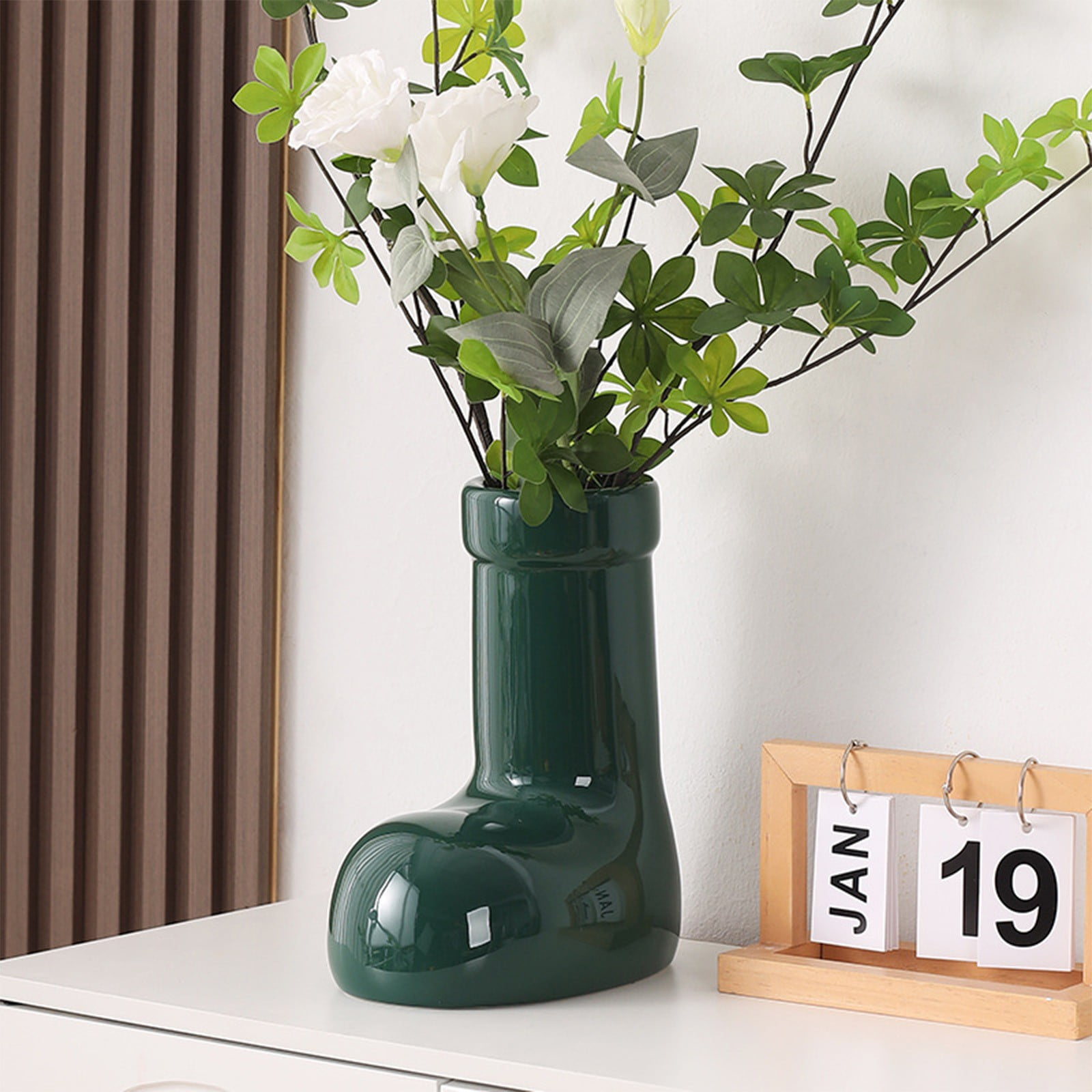 cpengpj Christmas Ceramic Boot Vase, Red Green Shoe Shape Flower Vase ...