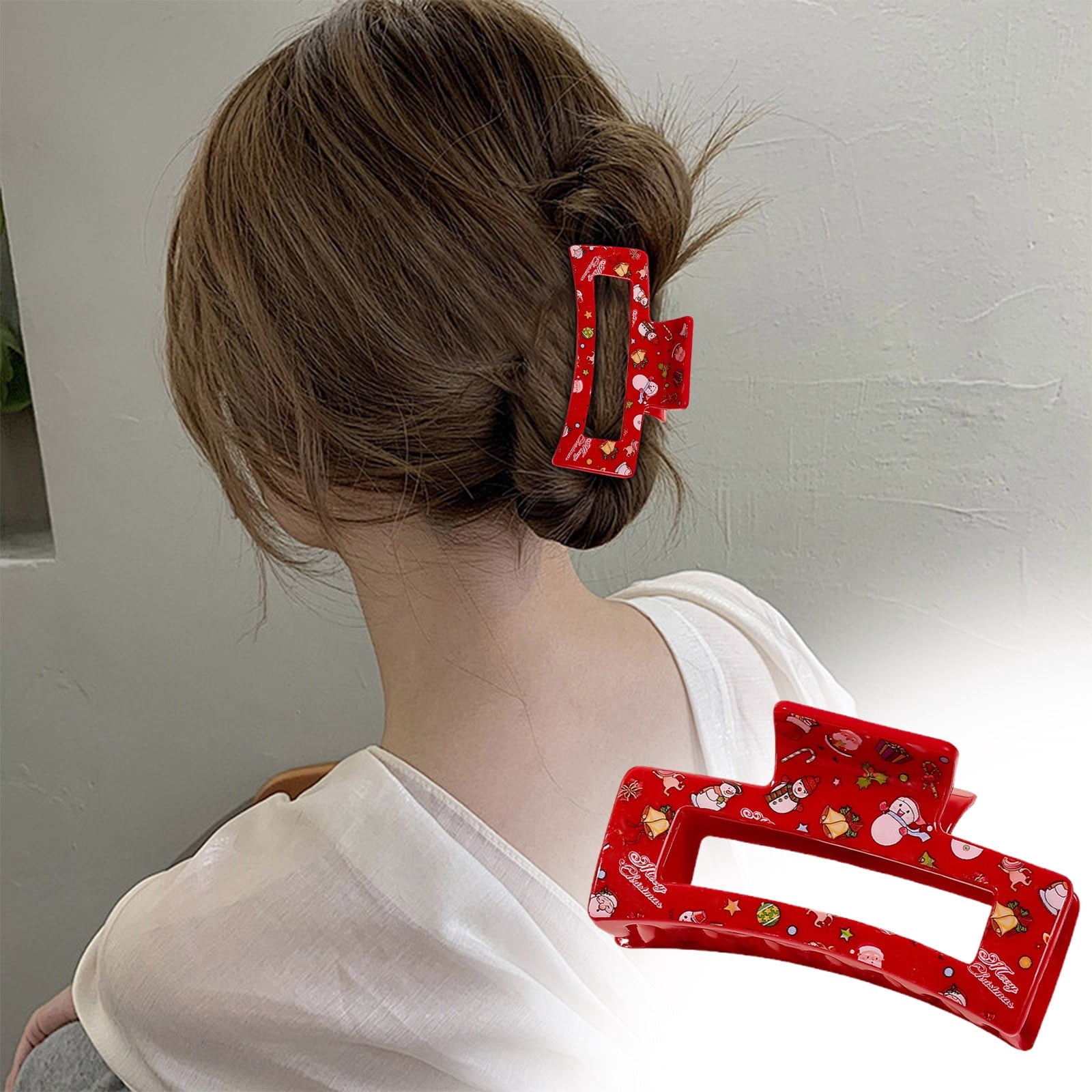 cpengpj Christmas Hair Clip for Women, Cute Sweet Printed Festive Shark ...