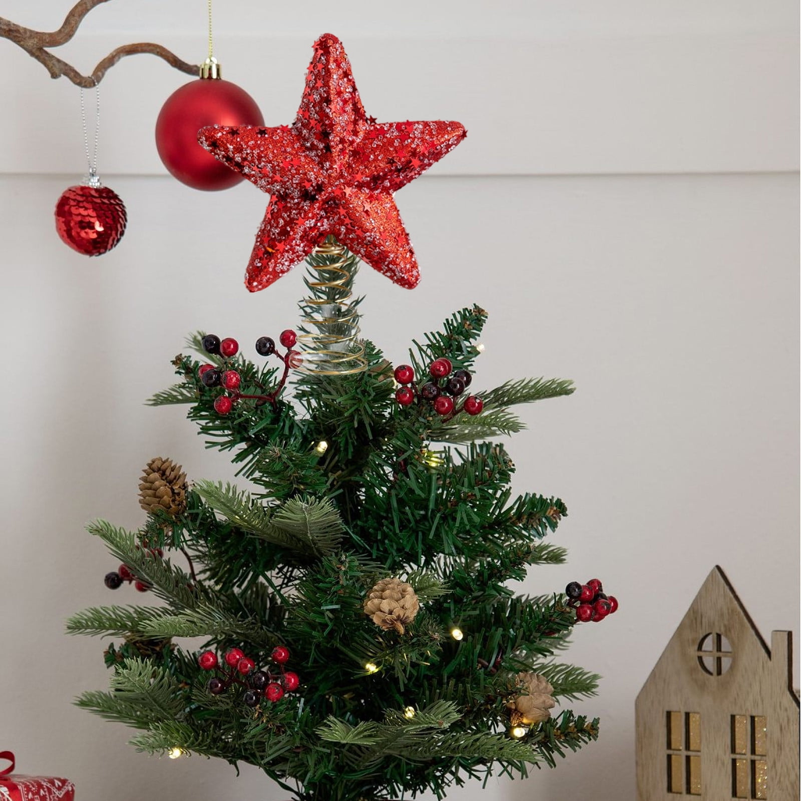 cpengpj Christmas Star Tree Topper, Plastic Decorative Holiday Tree Top ...