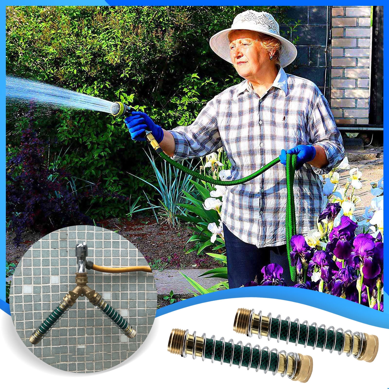 cpengpj 1/2Pcs Garden Hose Coiled Spring Protector with Solid Brass ...