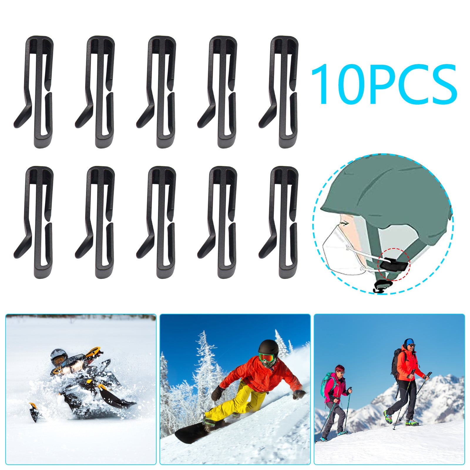 cpengpj 10Pcs Goggle Clip, Adhesive Ski Helmet Goggle Clip Replacement ...
