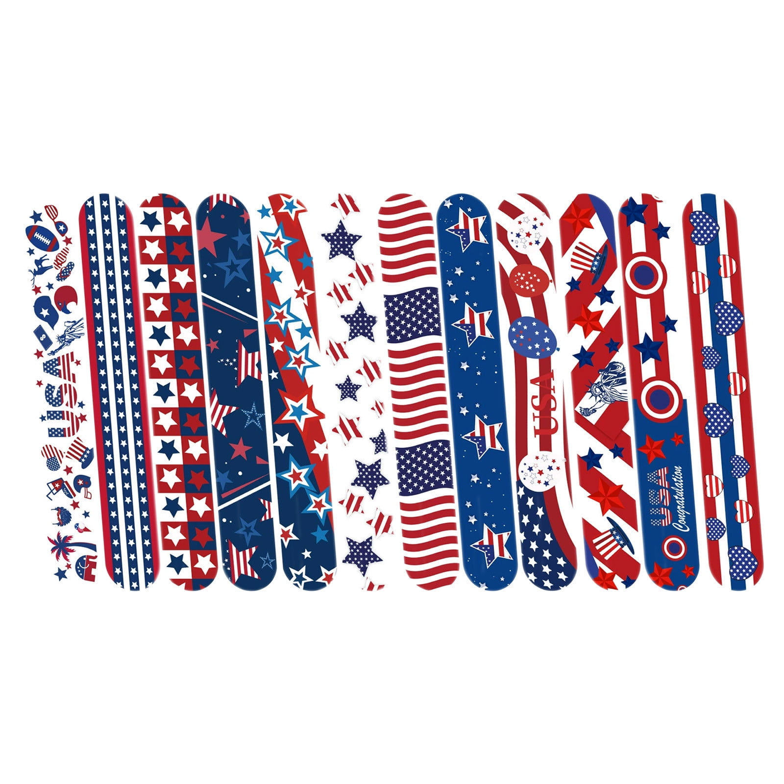 cpengpj Clearance 12Pcs USA American Slap Bracelets, Ameircan Labor Day ...