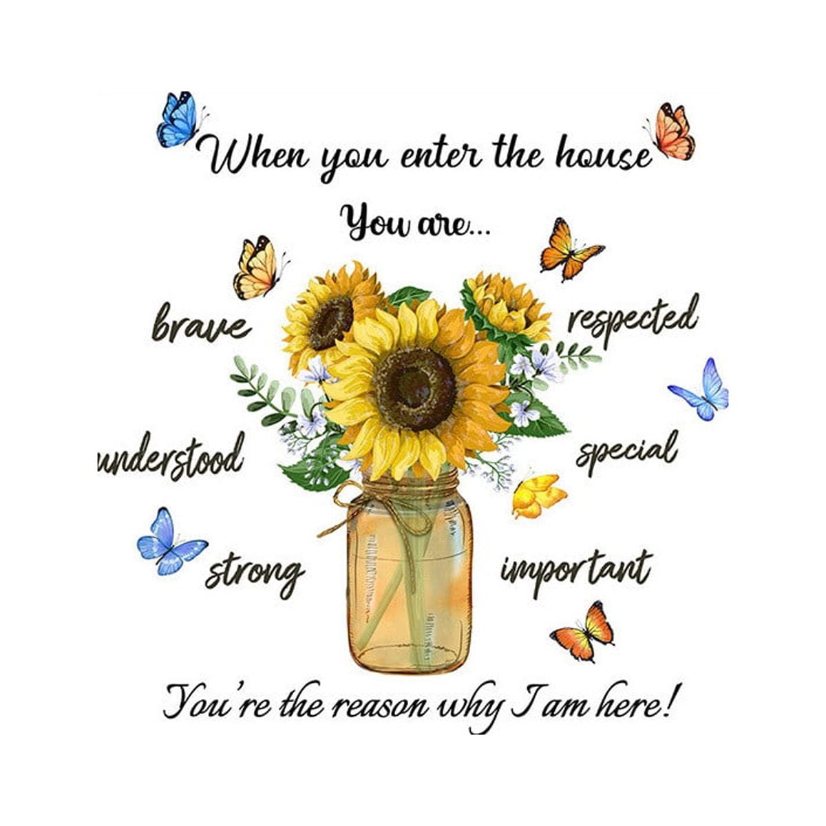 cpengpj 1m Sunflower Peel and Stick Wall Decals, English Inspirational ...