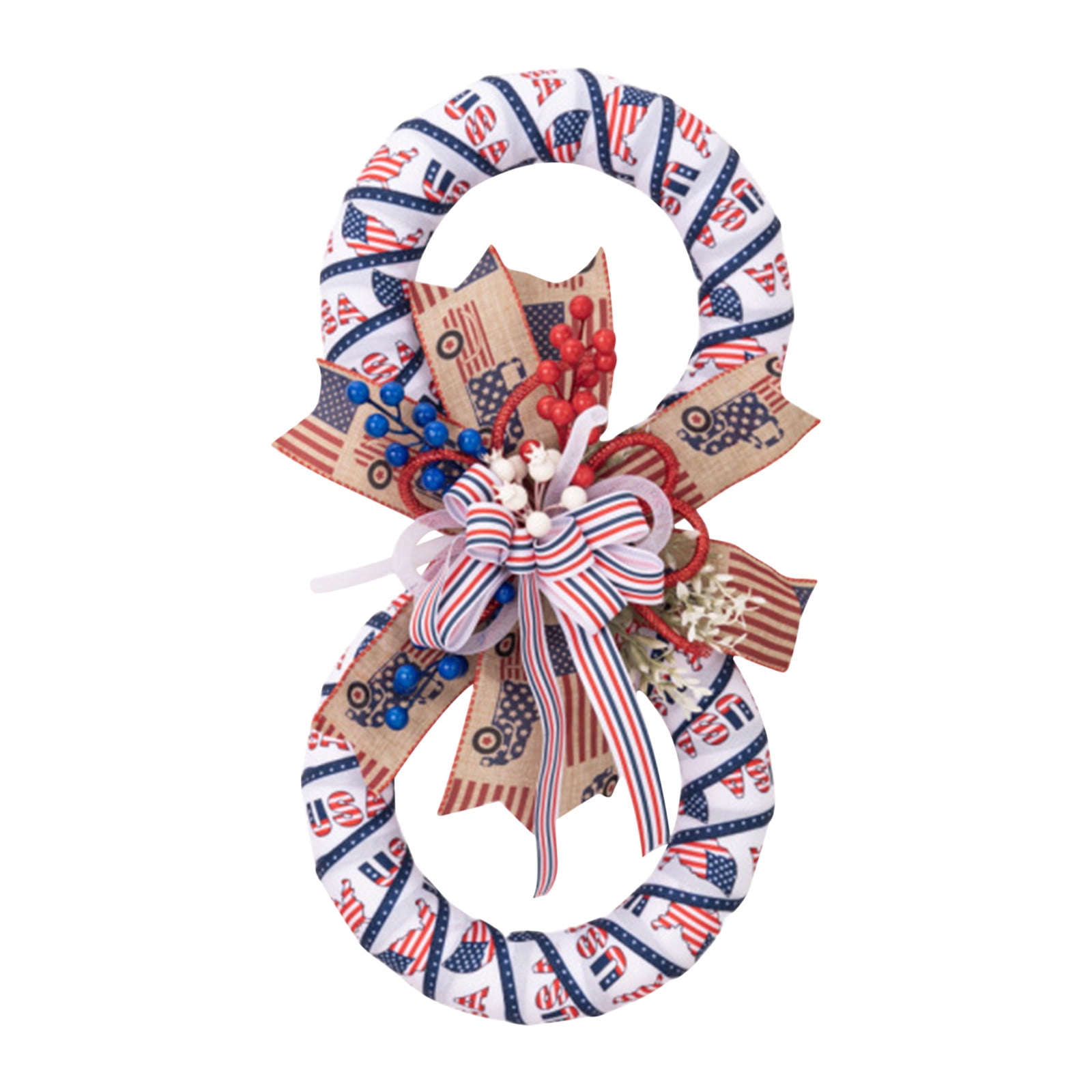 cpengpj 4th of July Independence Day Double Wreath Patriotic Wreath ...
