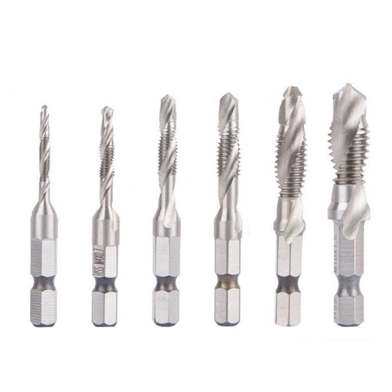 cpengpj 6Pcs Set Metric Tap Drill Bit Titanium Plated Hex Shank HSS ...