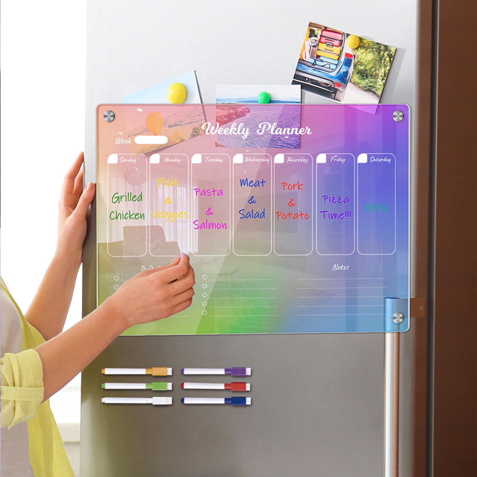 cpengpj Clearance Clear Meal Planner for Refrigerator, Erasable ...
