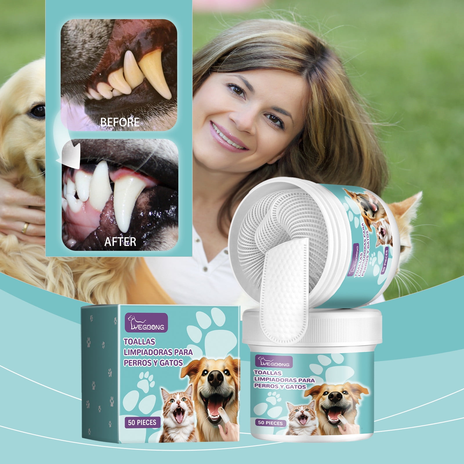 cpengpj Dog Teeth Cleaning Wipes - Dental Finger Wipes for Cats & Dogs ...