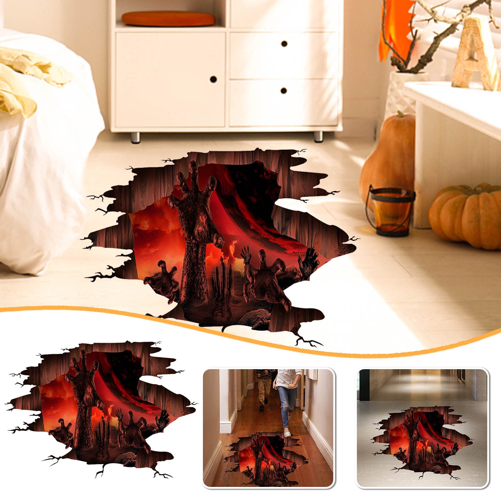 cpengpj Halloween Wall Floor Decals Scary Skeleton Floor Stickers for ...