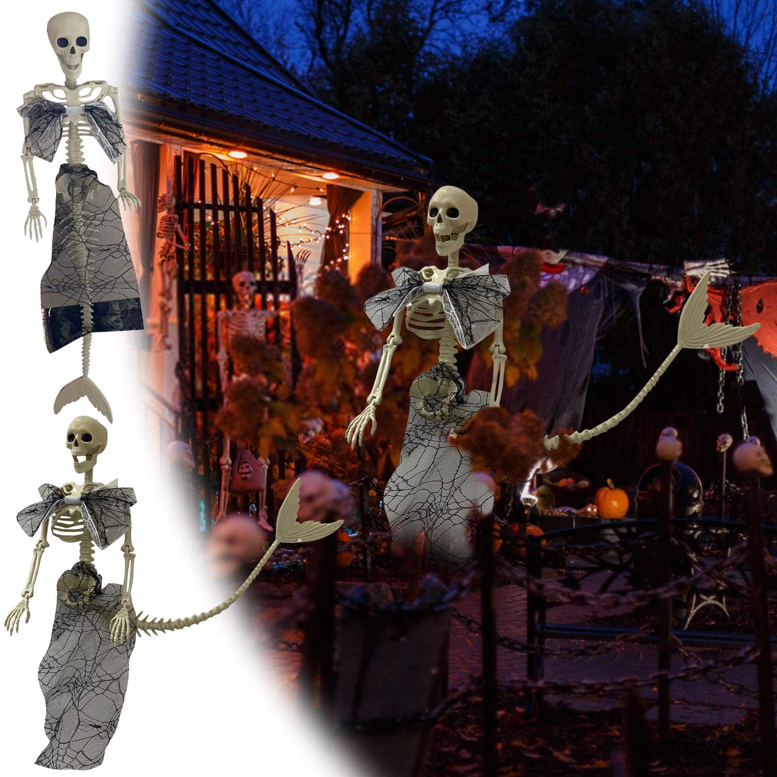 cpengpj Life Size Halloween Mermaid Skeleton, Halloween Skeleton ...
