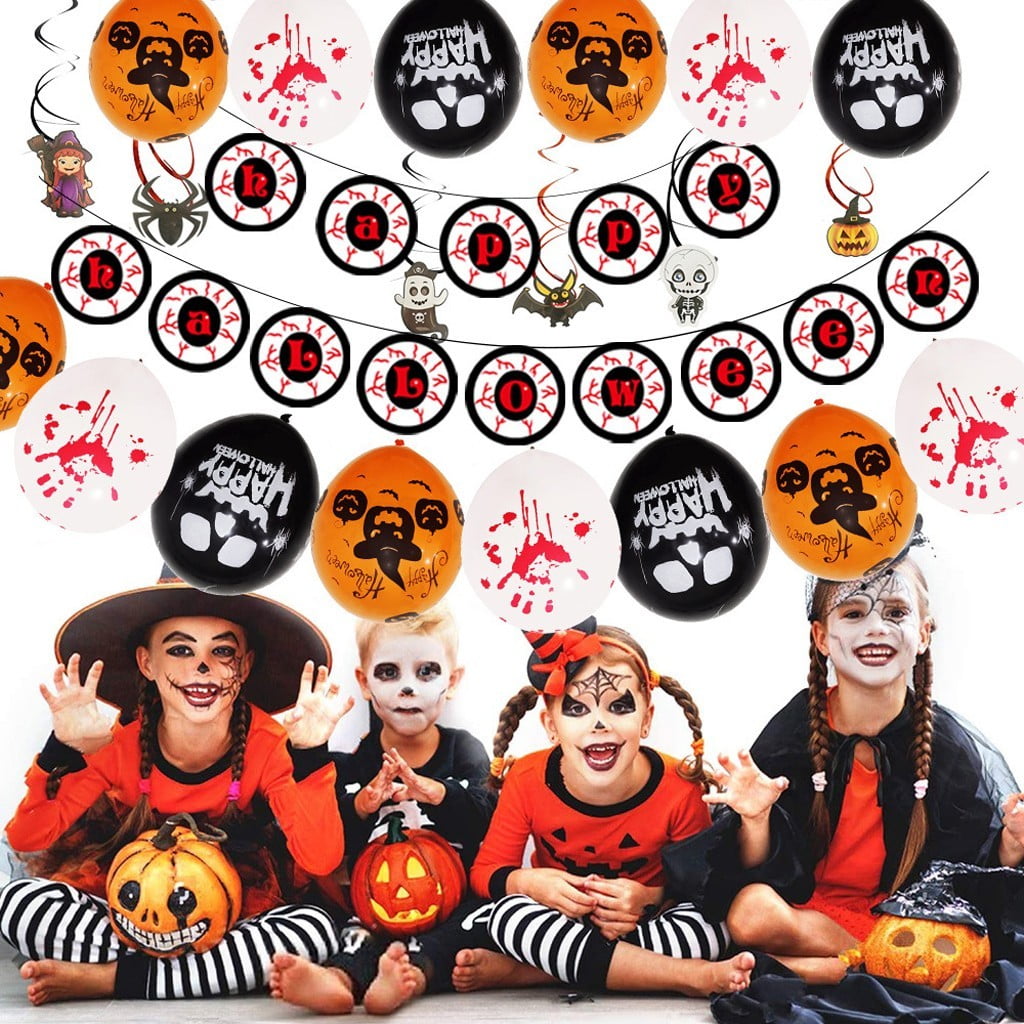 cpengpj Skull Halloween Birthday Party Decorations Halloween Balloons ...