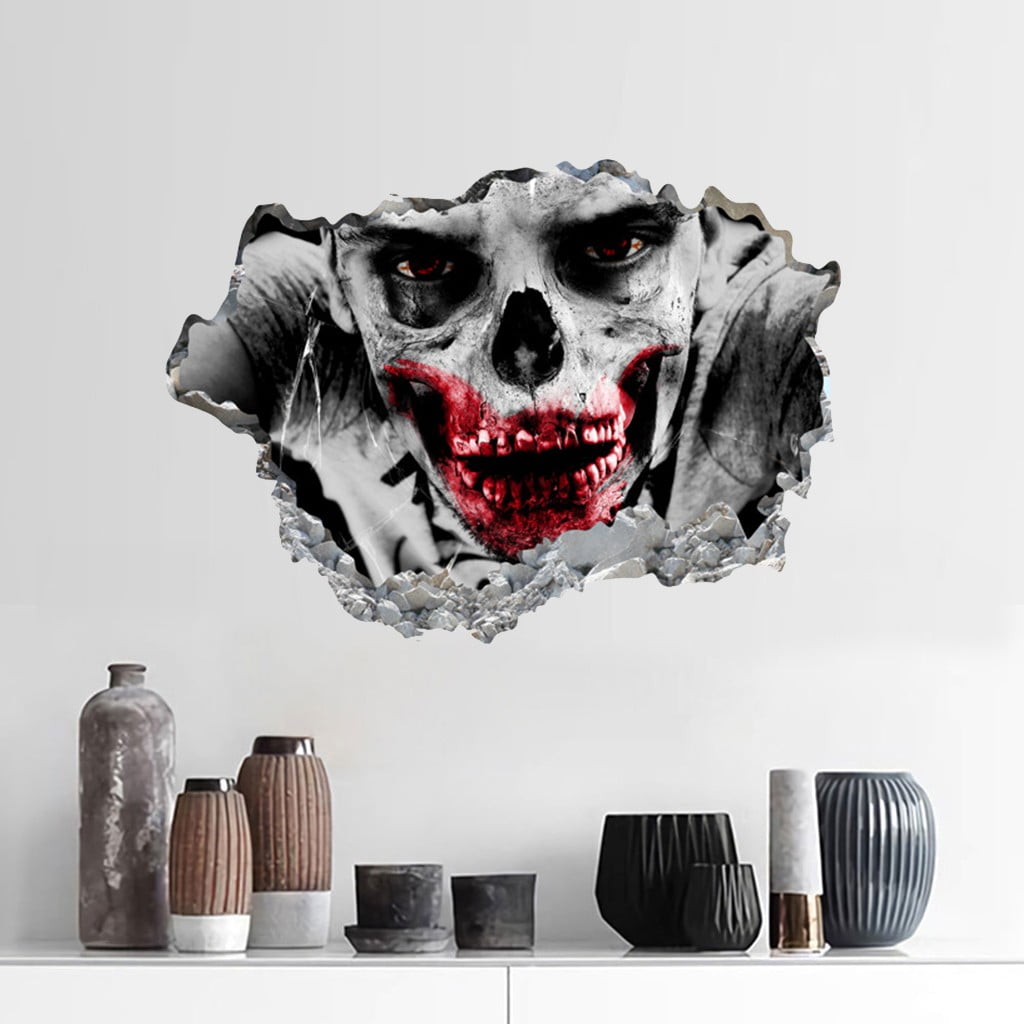 cpengpj Spooky Skeleton 3D Halloween Scary Wall Stickers Scary Ghost ...