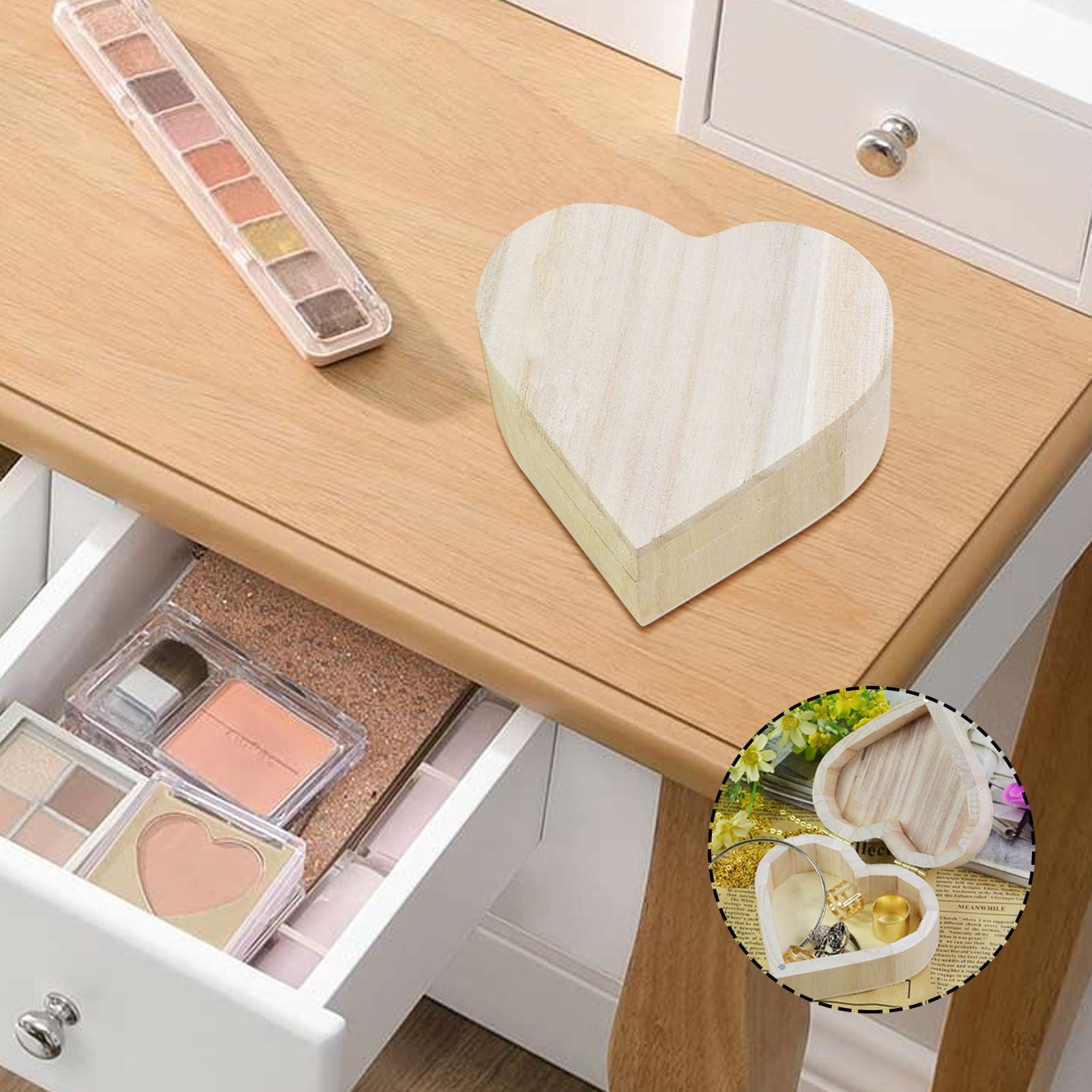 cpengpj Valentine's Day Carved Heart,Shaped Wooden Box, Handmade ...