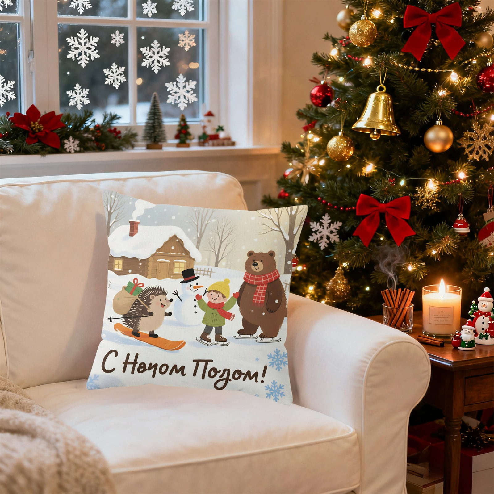 cpengpj Cushion Cover 1-Piece, 17.72 Inches Christmas Pattern Durable ...