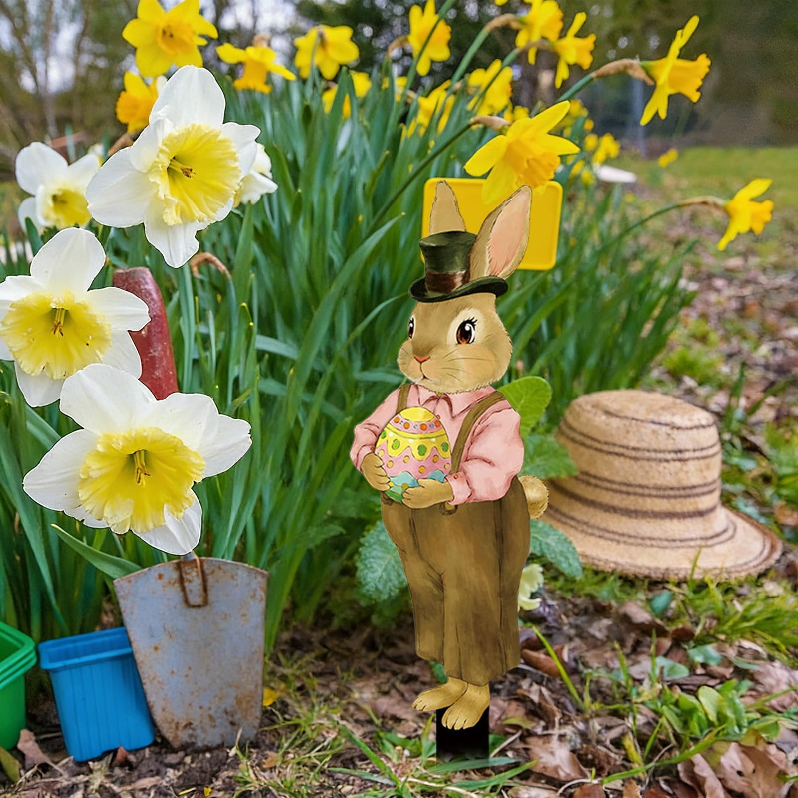 cpengpj Easter Bunny Dwarf Garden Decoration, Multicolor PVC Ground ...