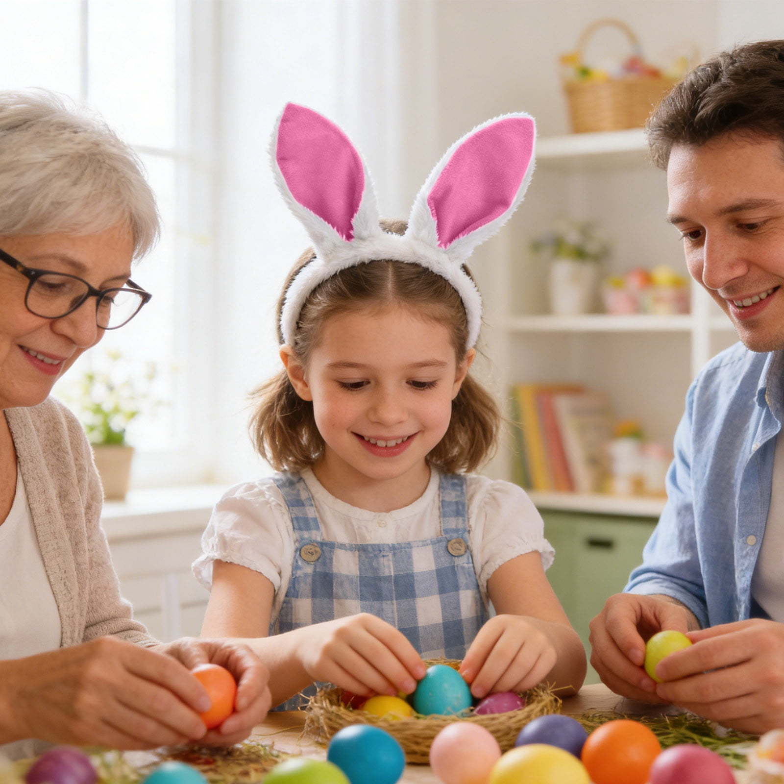 cpengpj Easter Bunny Hairband Interactive Moving Ears Holiday Party Headband for Kids Adults ...