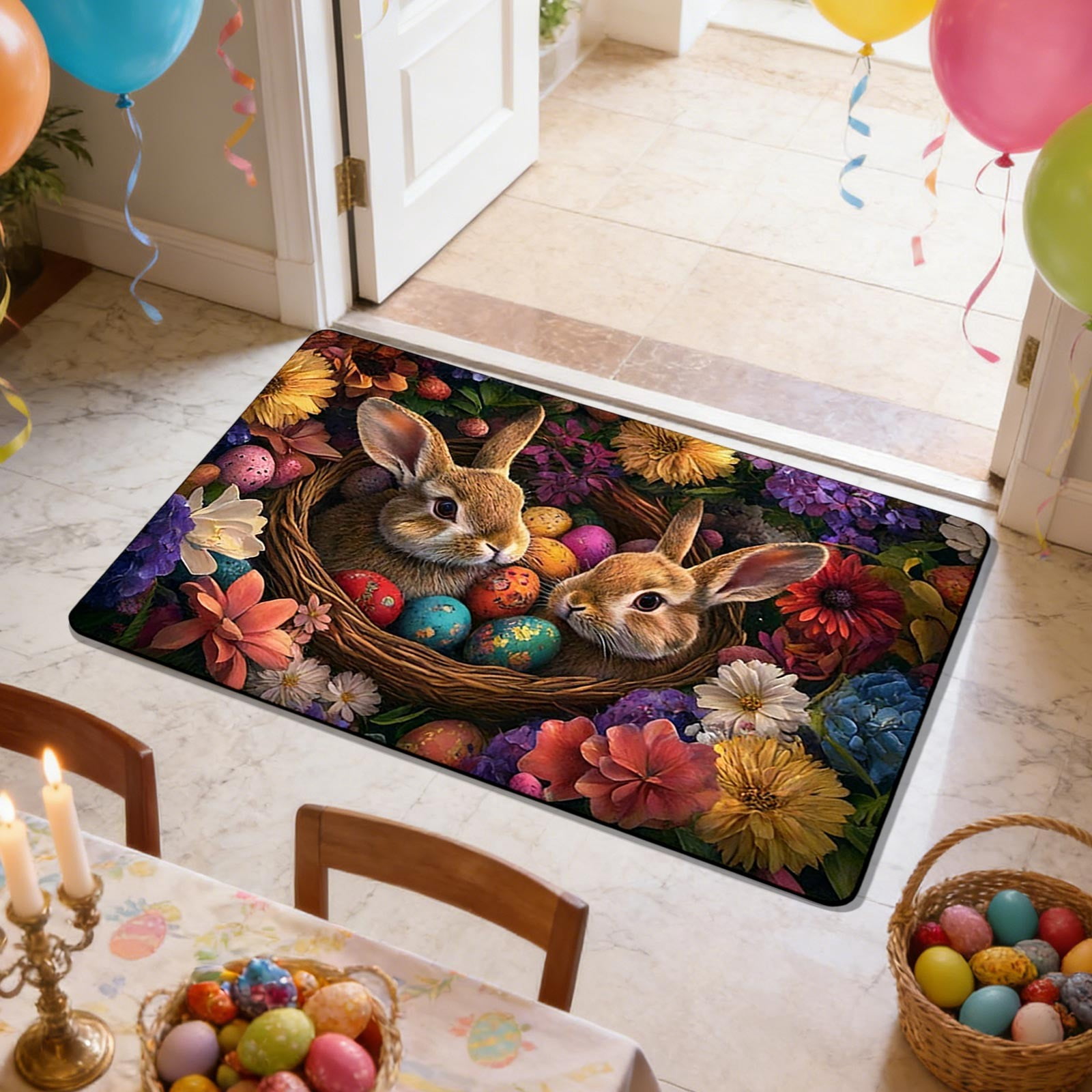 cpengpj Easter Mat Non-Slip Absorbent Polyester Multicolor 16x24 Inch Door Mat for Kitchen ...