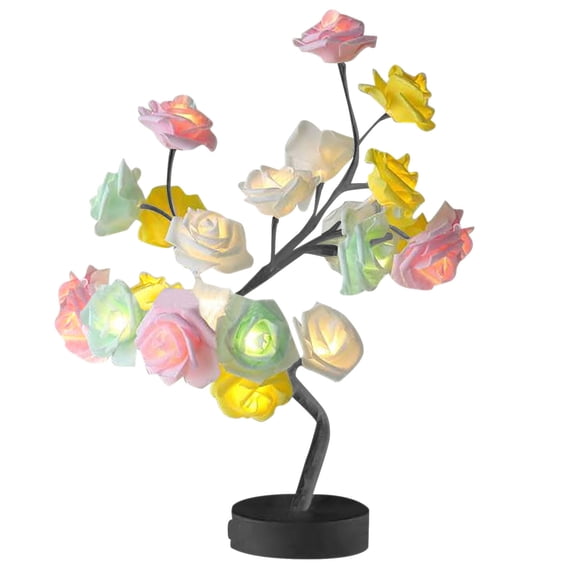 cpengpj Elegant LED Rose Tree Table Lamp with Bendable Branches, USB ...