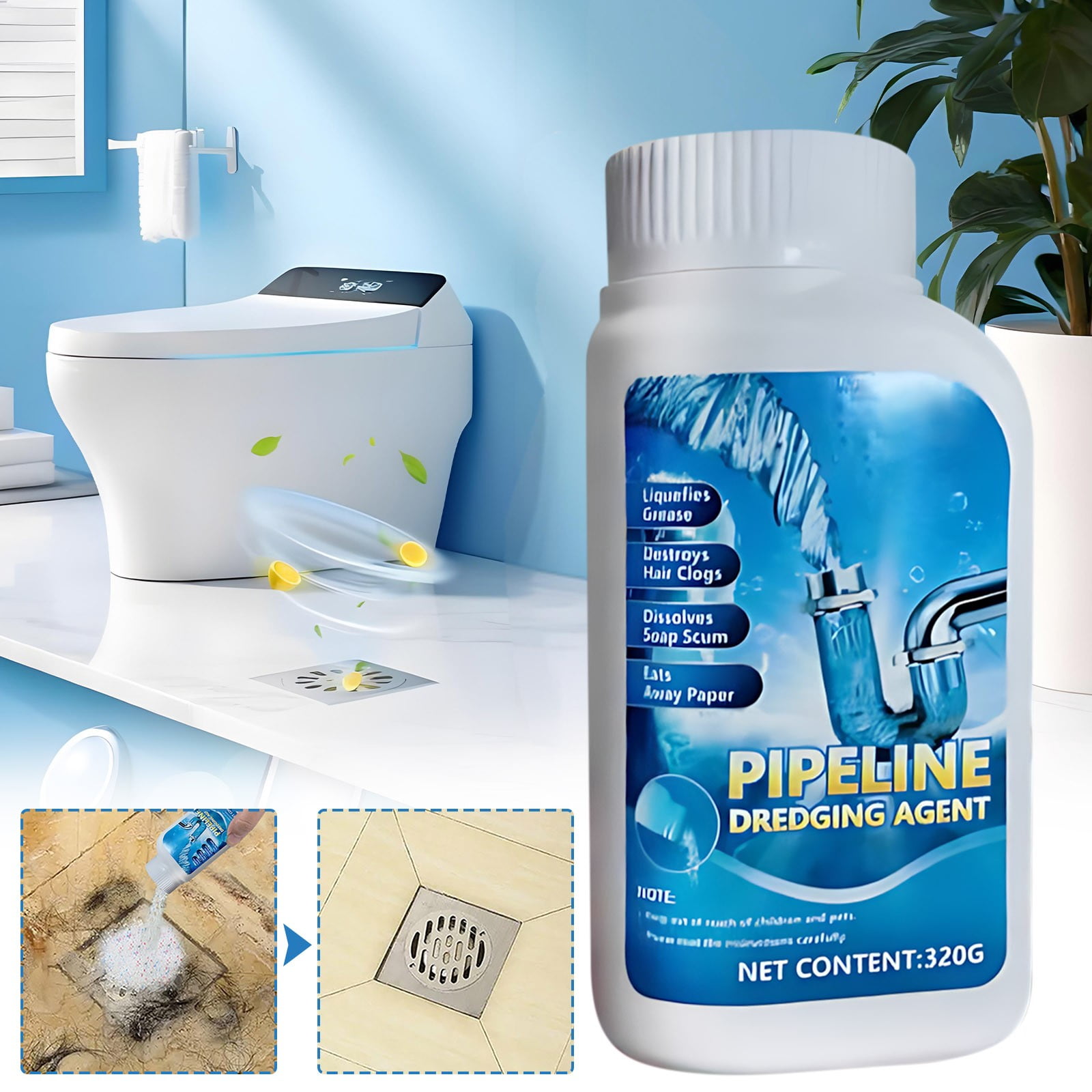 cpengpj Fast-Acting Foam Drain Cleaner with Powerful Enzymes, Safe for ...