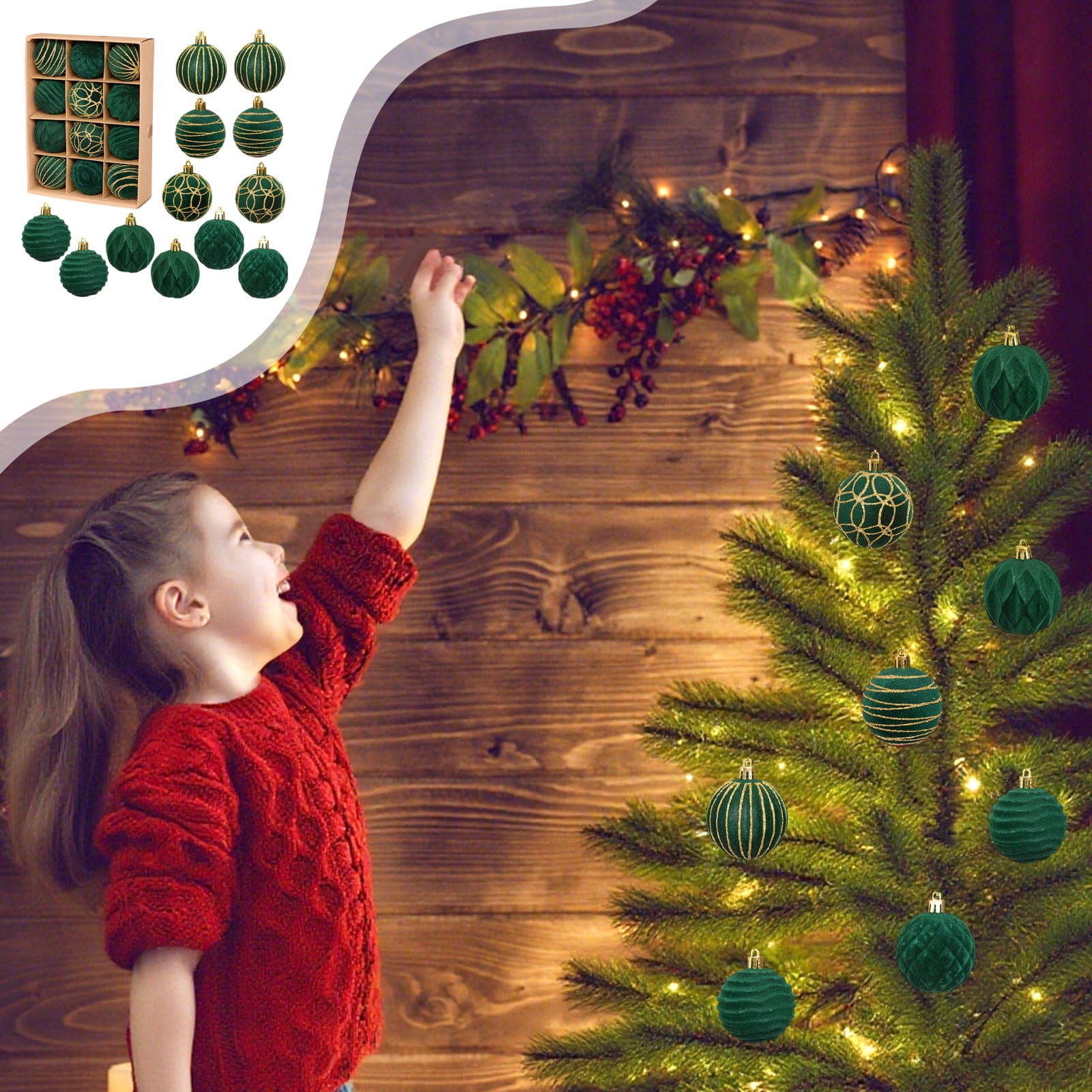 cpengpj Flocked Christmas Balls 12Pcs, 6cm Flock Ornaments for ...