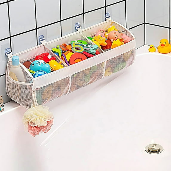 cpengpj Kids Bath Toy Organizer Wall Mount, White Plastic Waterproof ...