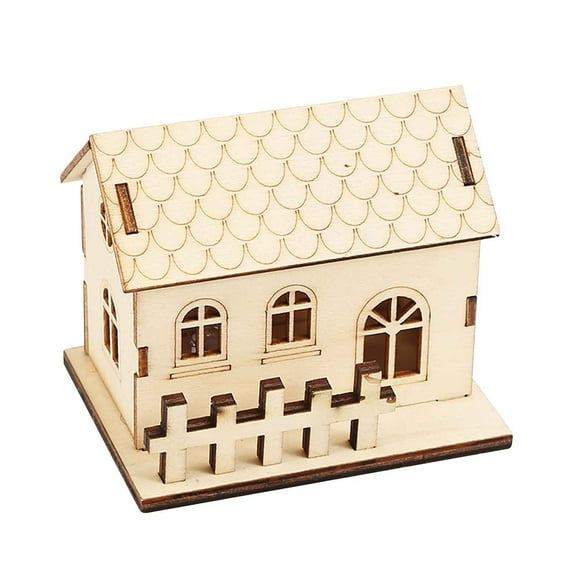 cpengpj Luminous Wooden Small House Night Light, Battery Powered LED ...