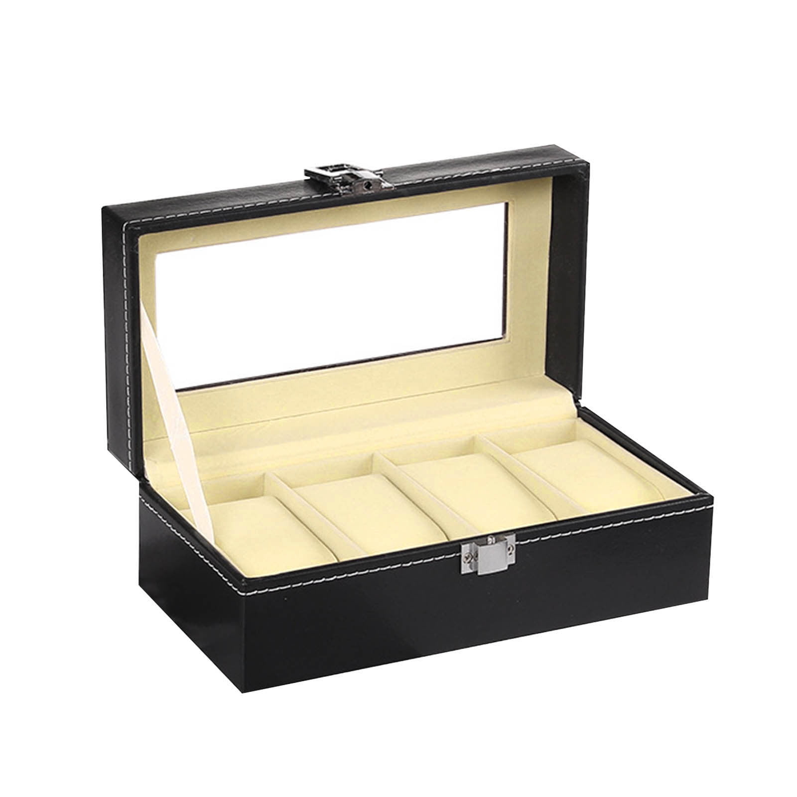 cpengpj Multi-Slot Leather Watch Box with Suede Interior and Glass ...
