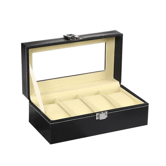 cpengpj Multi-Slot Leather Watch Box with Suede Interior and Glass ...