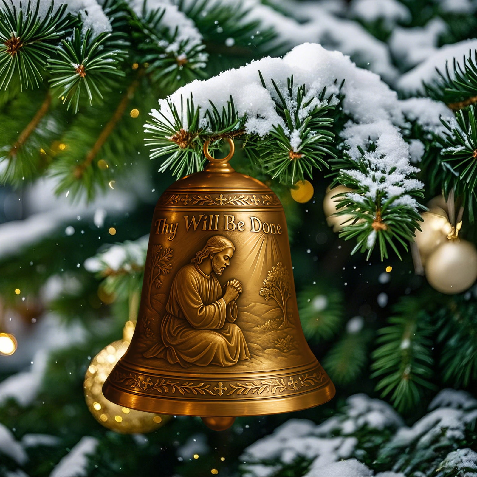 cpengpj Nativity Catholic Bells Ornament, Hand-Painted Metallic ...
