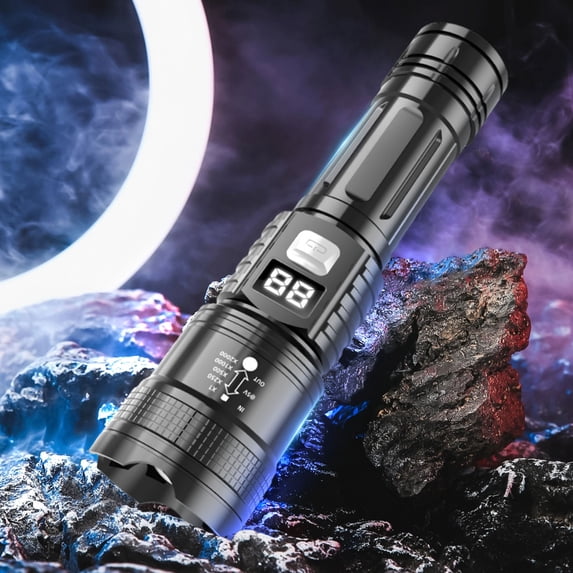 cpengpj P50 Rechargeable Zoom Flashlight with Battery Indicator ...