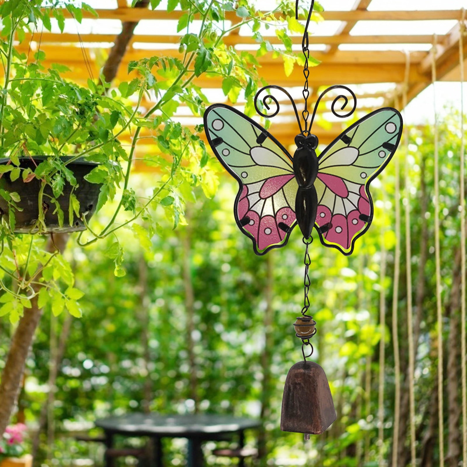 cpengpj Patio Furniture Set Butterfly Metal Wind Chime, Colorful Rust ...